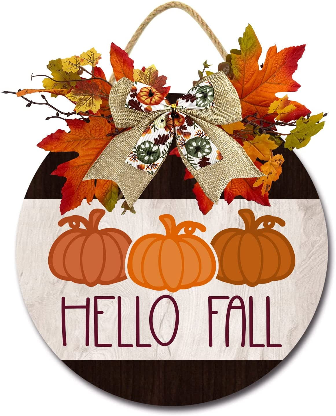 Eveokoki 11" Hello Fall Pumpkins Signs for Front Door Farmhouse Porch ...