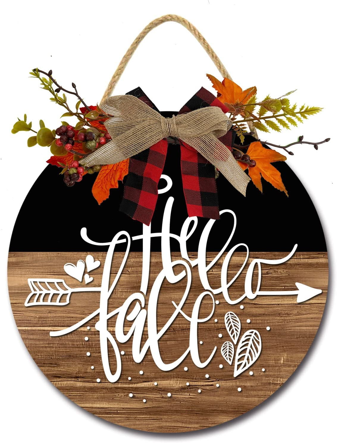 Eveokoki 11" Hello Fall Sign,Hello Door Sign,Hello Fall Decor Sign ...