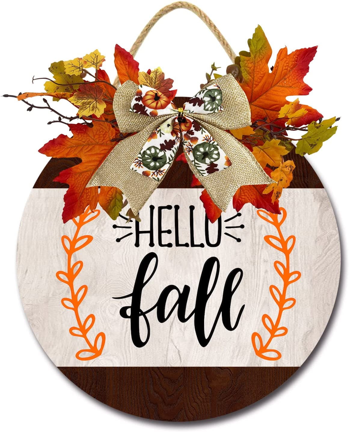 Eveokoki 11" Hello Fall Signs for Front Door Farmhouse Porch Rustic ...