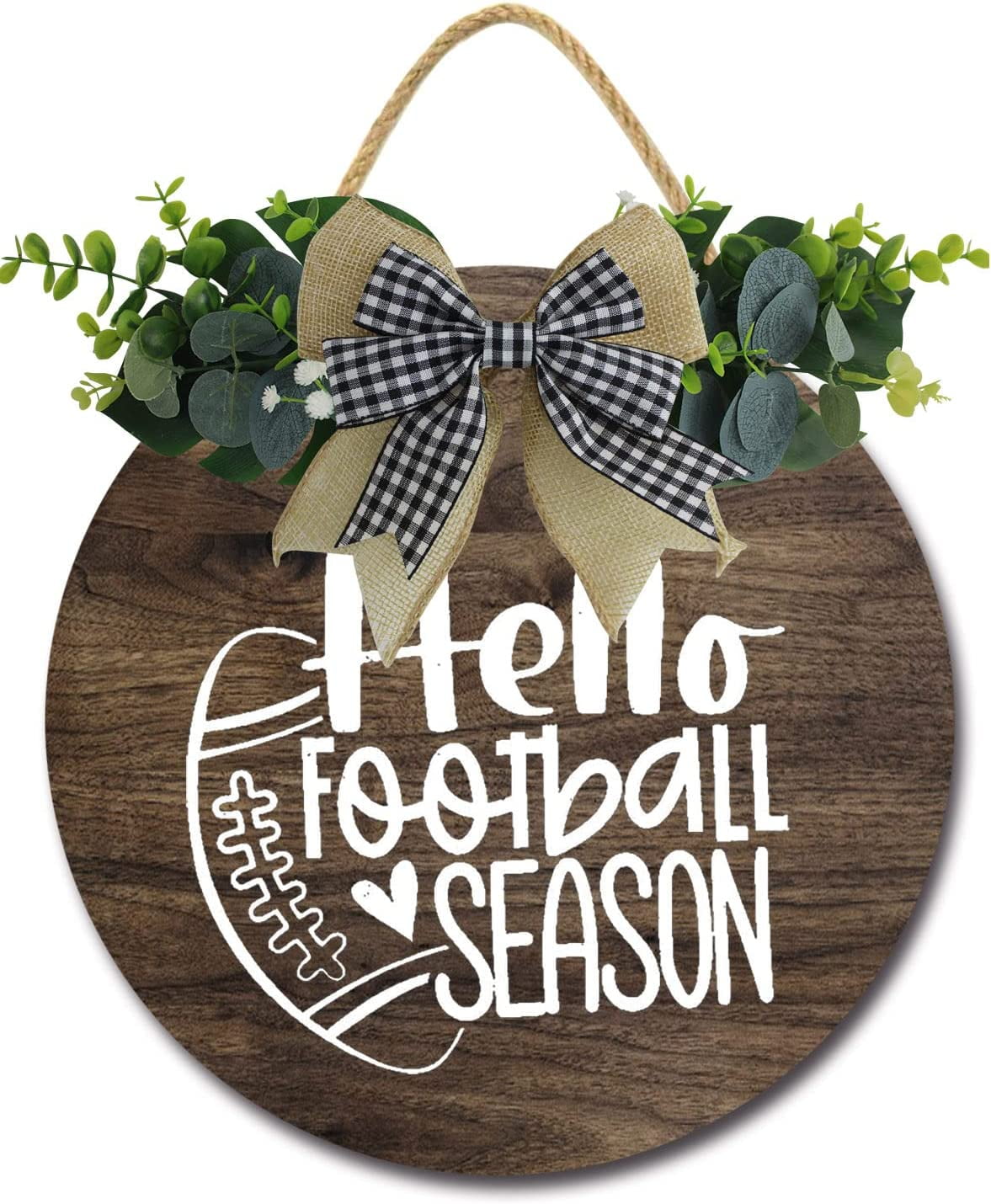 Eveokoki 11" Hello Football Season Welcome Signs for Front Door ...