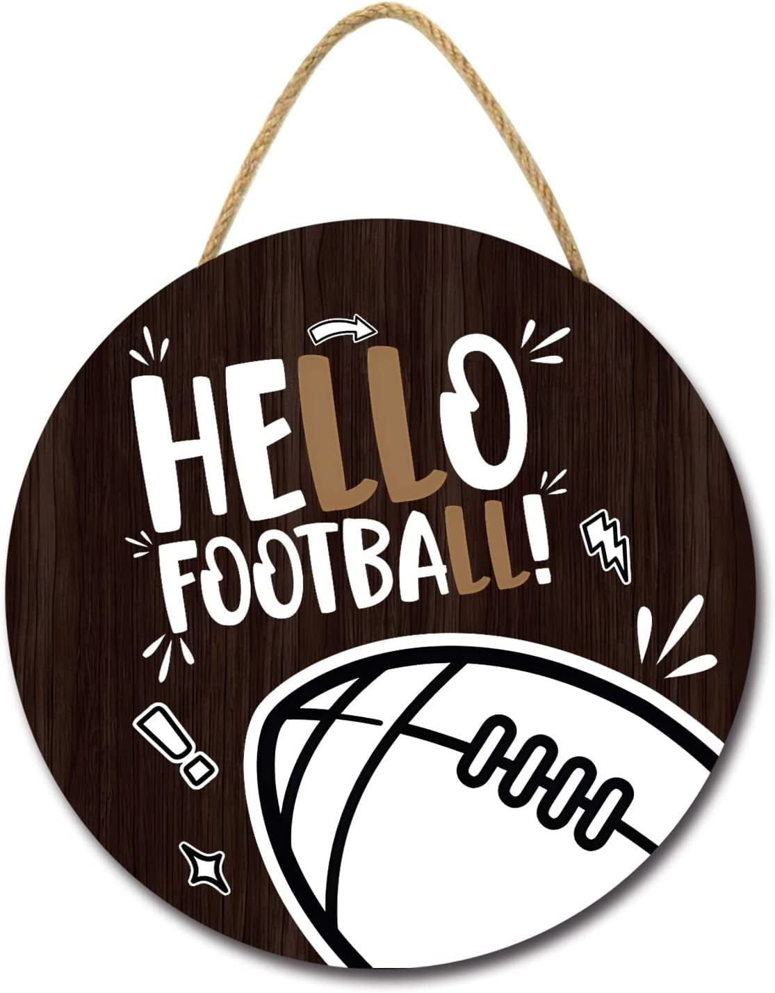 Eveokoki 11" Hello Football Welcome Signs for Front Door Farmhouse ...