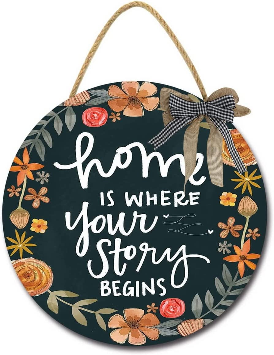 Eveokoki 11" Home Is Where Your Stong Begins Sign for Front Door ...