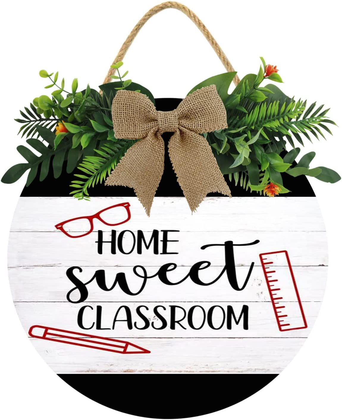 Eveokoki 11" Home Sweet Classroom Front Door Sign Funny Wreaths Hanging ...