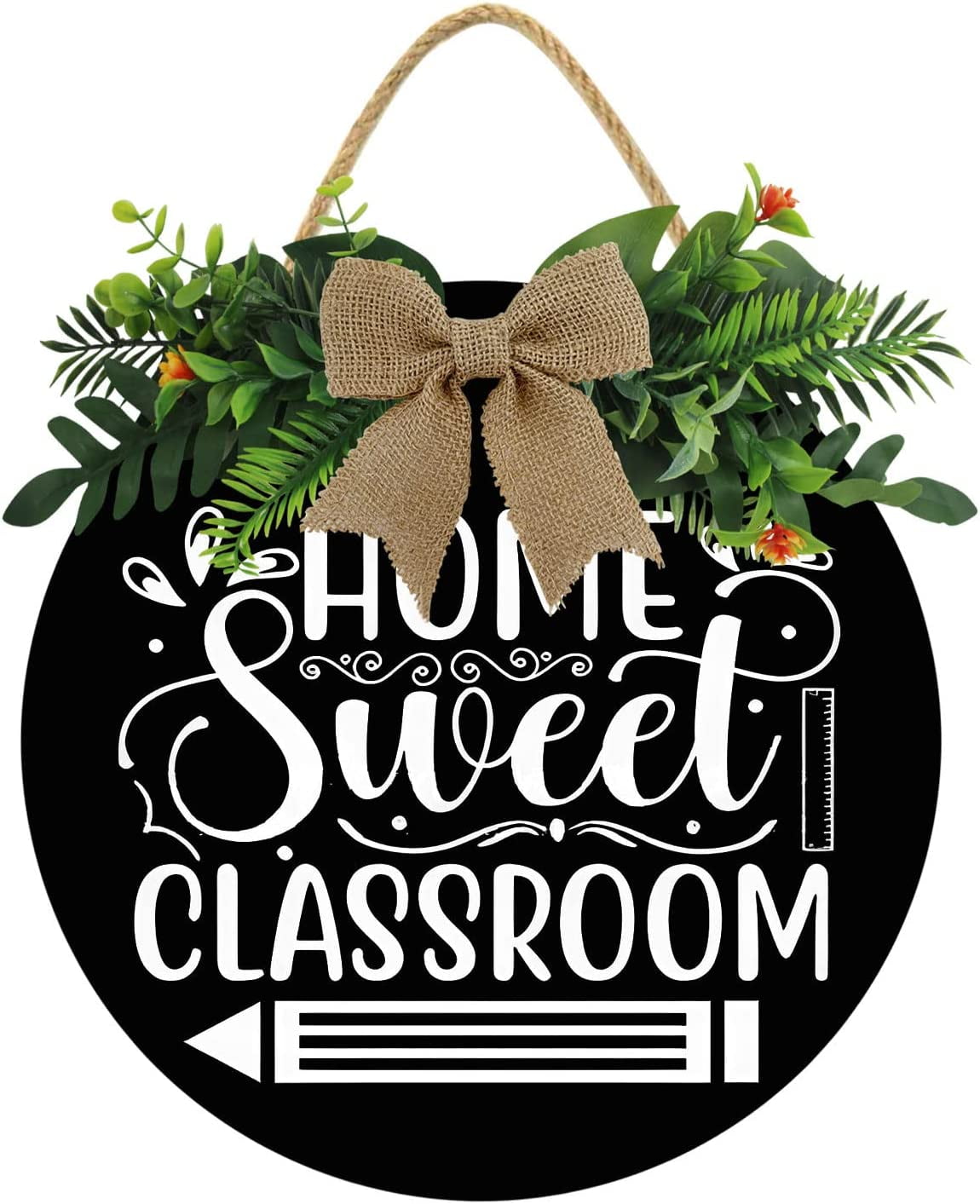 Eveokoki 11" Home Sweet Classroom Front Door Sign Funny Wreaths Hanging ...