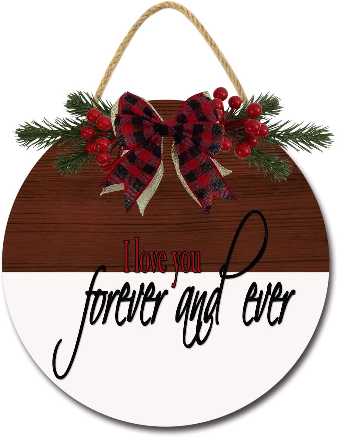 Eveokoki 11" I Love You Forever Ever Wreaths Decor Sign Front Door ...