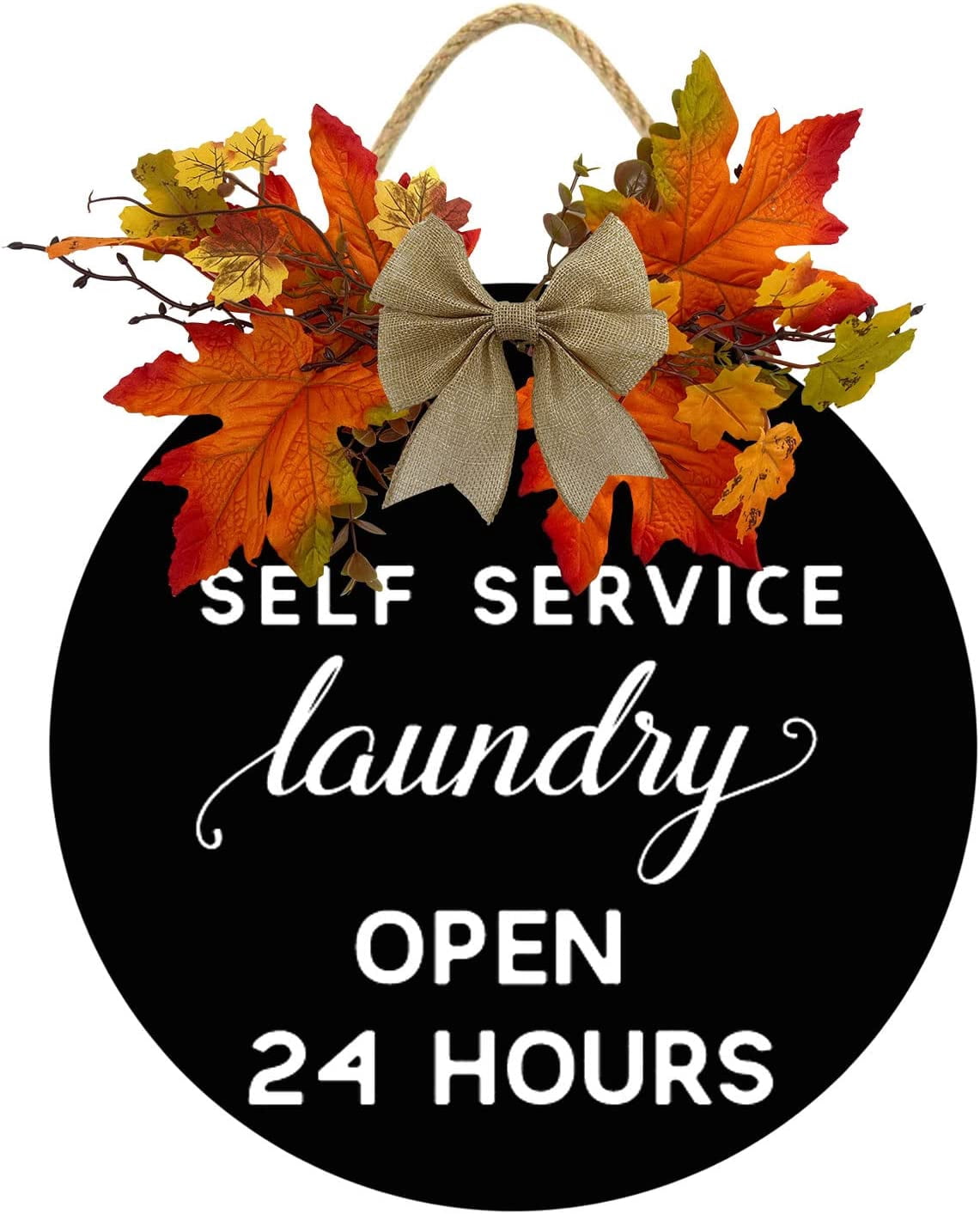 Eveokoki 11" Laundry Open 24 Hours Self Service Laundry Room Decor ...