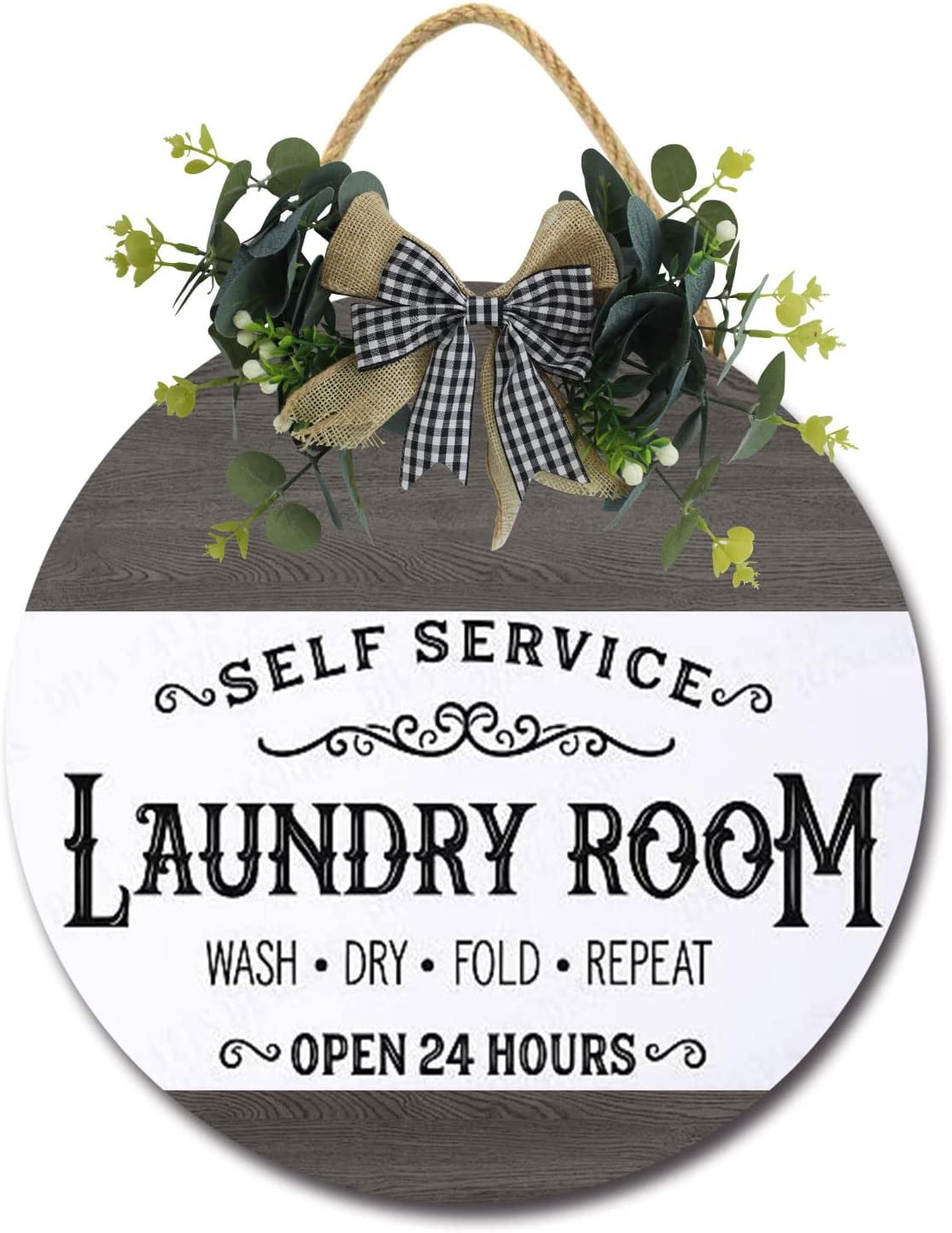 Eveokoki 11" Laundry Room Decor Sign,Wooden Rustic Laundry Room 25 Sign ...