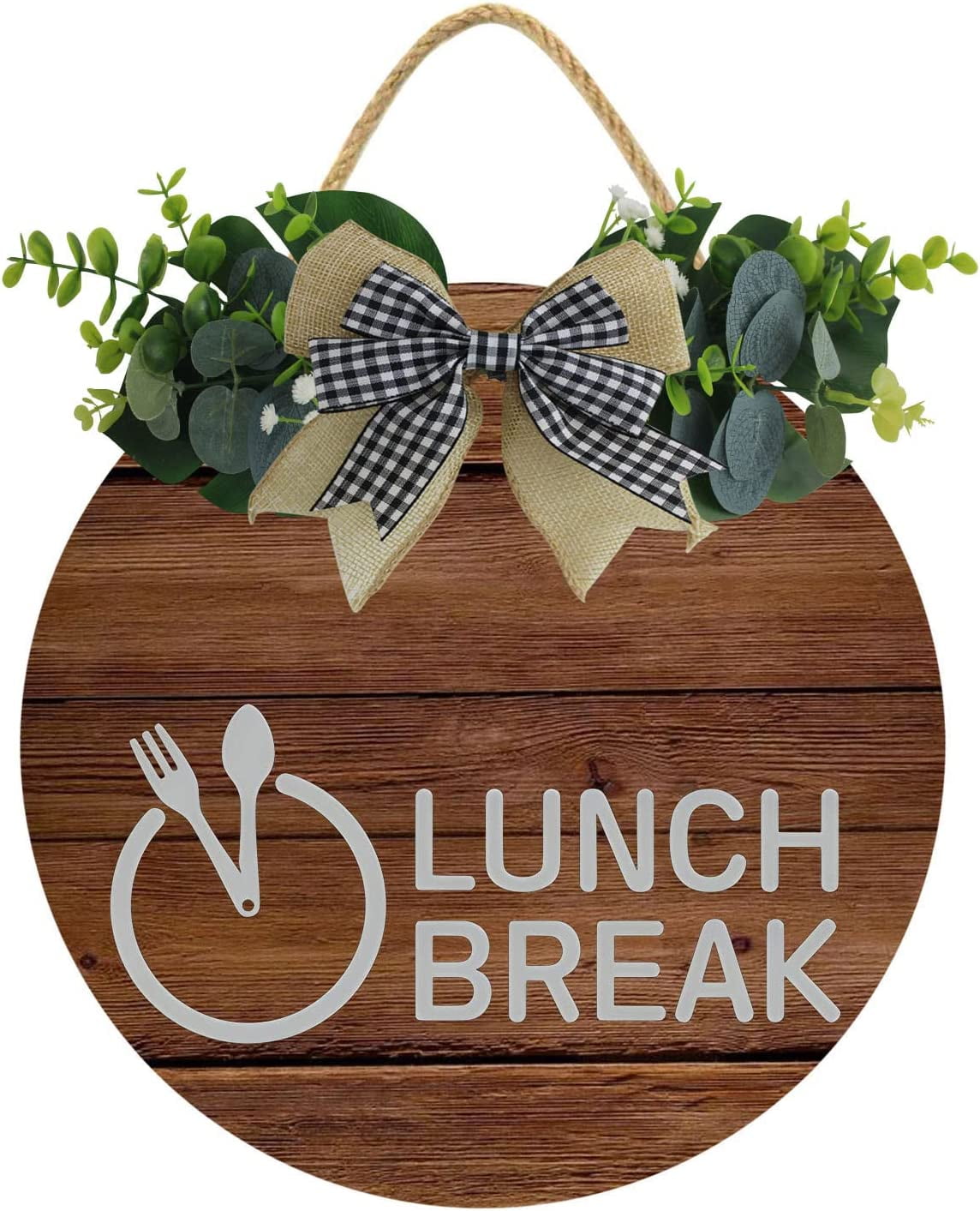 Eveokoki 11" Lunch Sign, Lunch Break Wood Door Sign For Dining Break ...