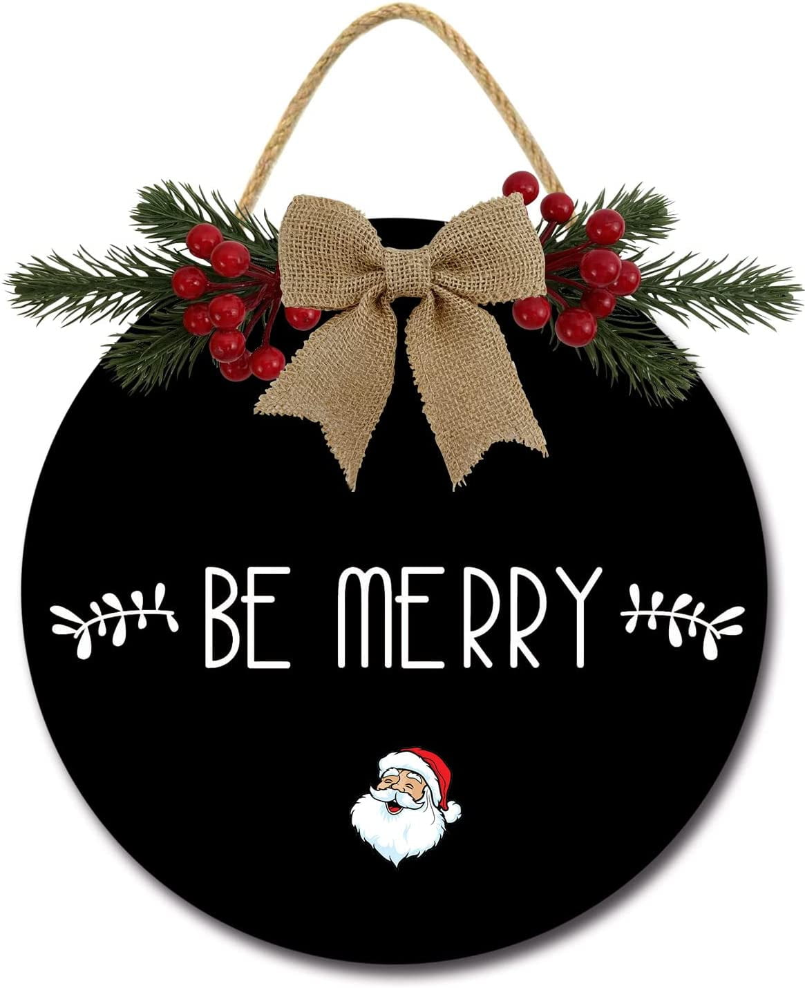 Eveokoki 11" Be Merry Sign Christmas Decoration Door Decor Wooden ...