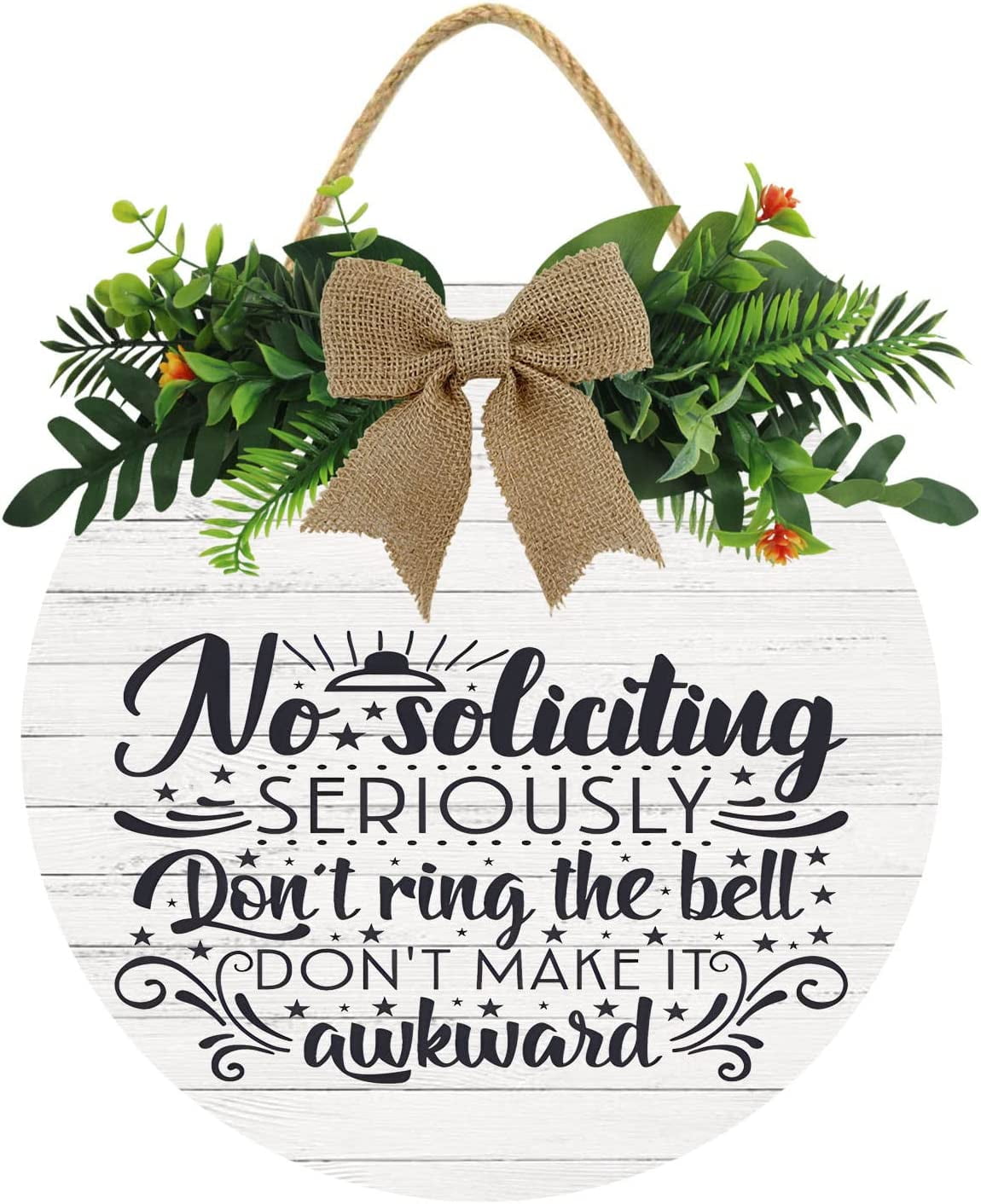 Eveokoki 11" No Soliciting Wood Signs For Home, No Soliciting Seriously ...