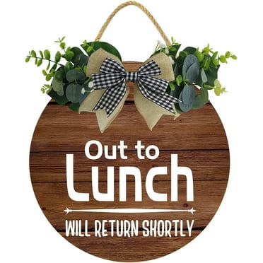 Eveokoki 11" Out To Lunch Sign, Closed For Lunch Wood Door Sign For ...