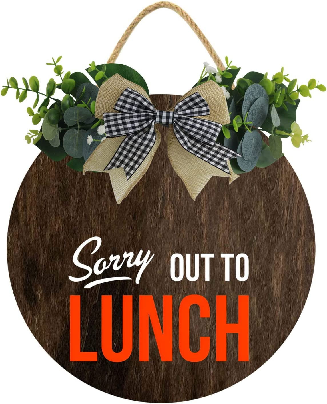 Eveokoki 11" Out To Lunch Sign, Sorry Out To Lunch Wood Door Sign For ...