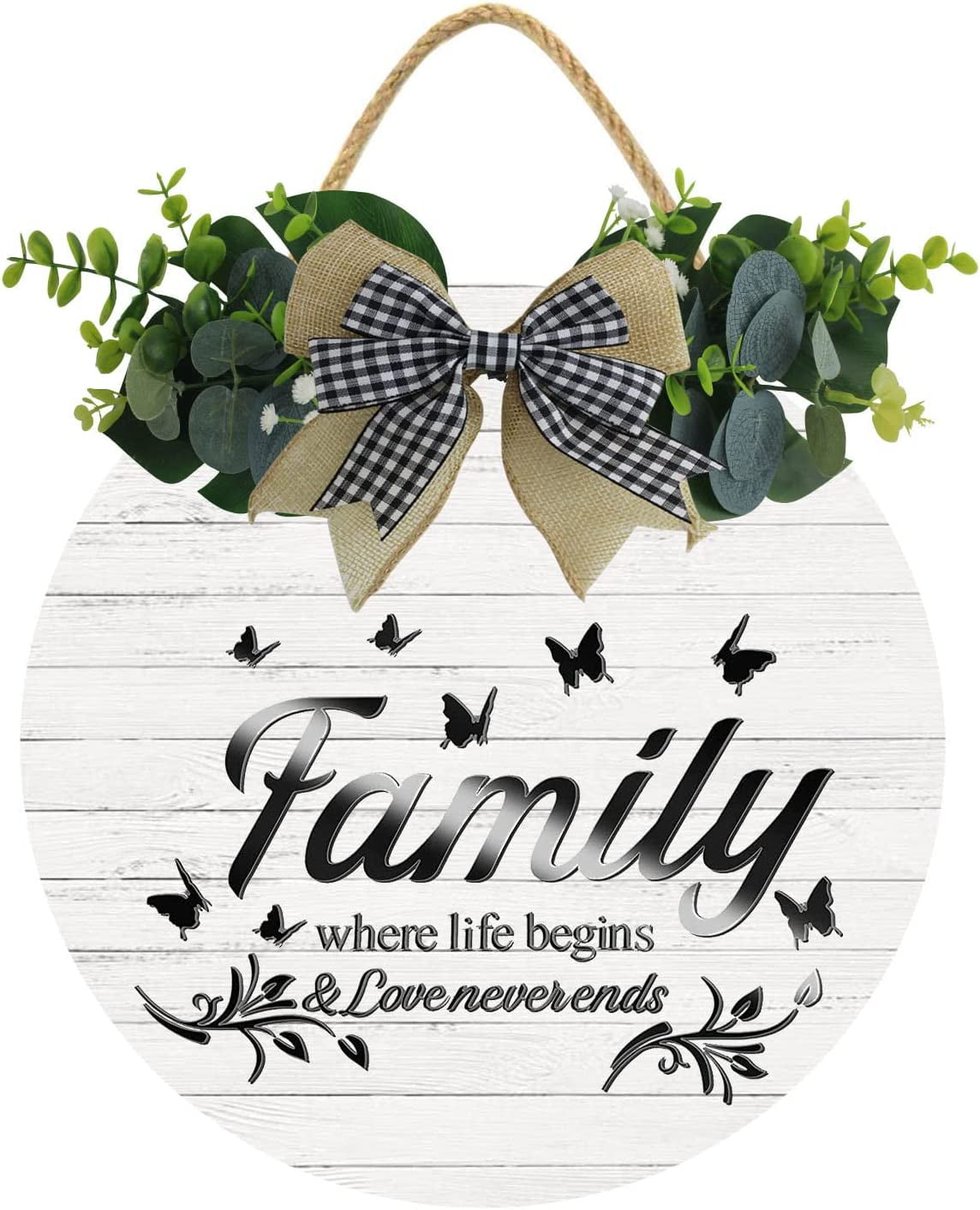 Eveokoki 11" Porch Sign,Family Where Life Begins & Love Never Ends ...