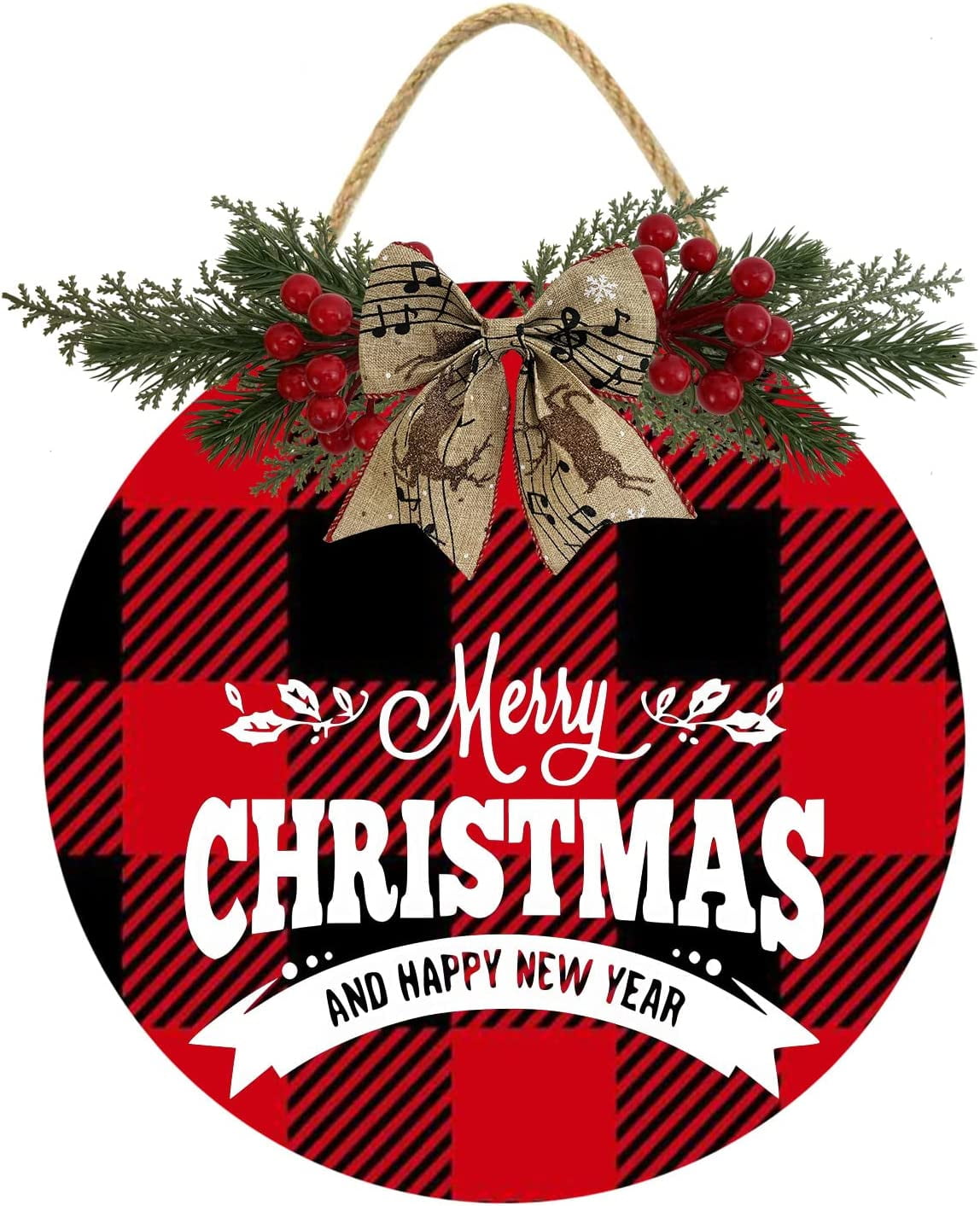 Eveokoki 11" Rustic Christmas Decorations, Door Hanging Christmas ...