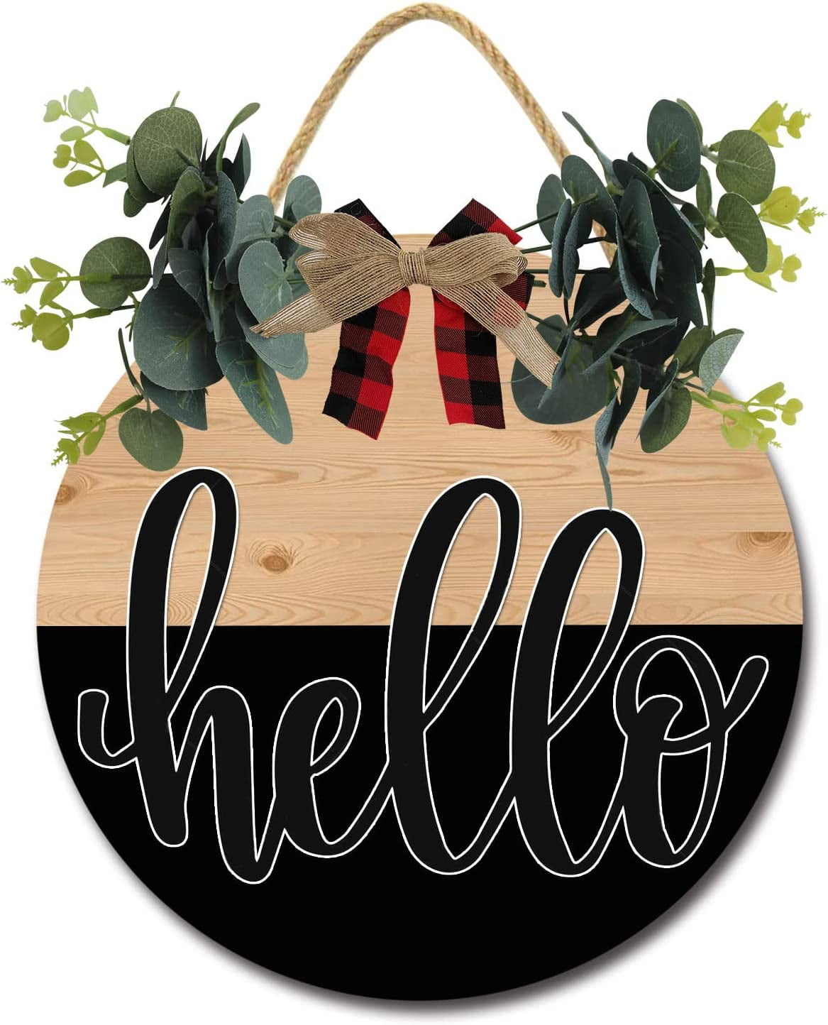 Eveokoki 11" Rustic Sign Hello 01 Sign Door Decor Wooden Front Door ...