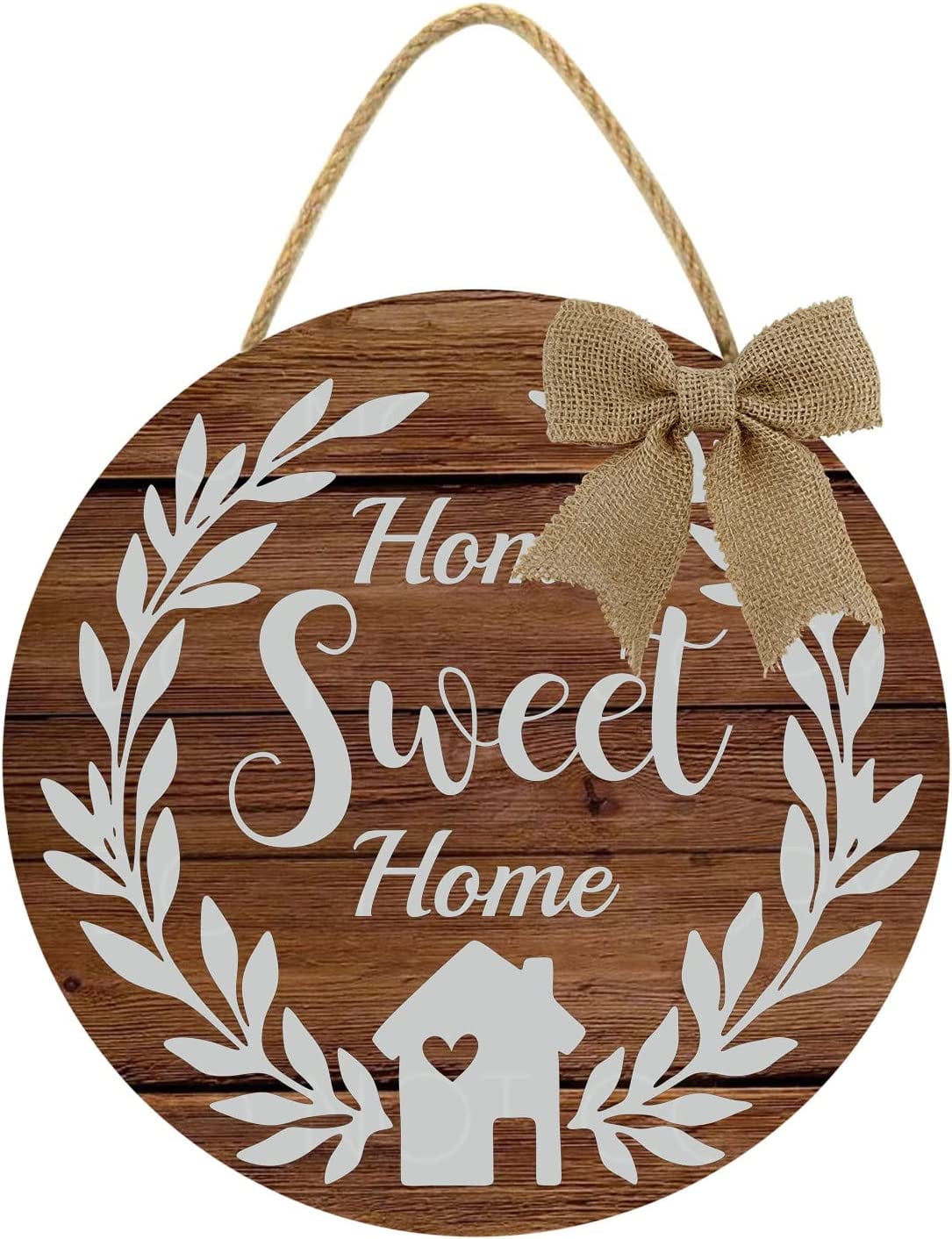 Eveokoki 11" Rustic Wood Round Sign For House, Home Sweet Home Sign ...