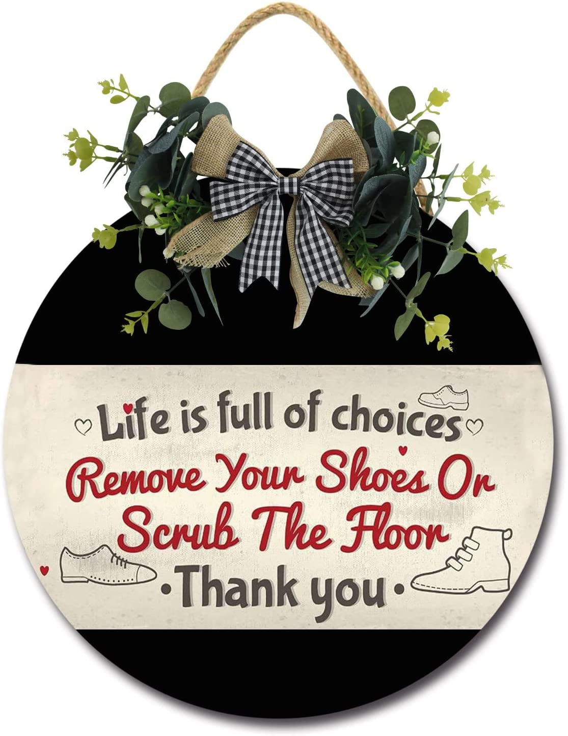 Eveokoki 11" Rustic Wooden Life Choices Remove Your Shoes Signs for ...