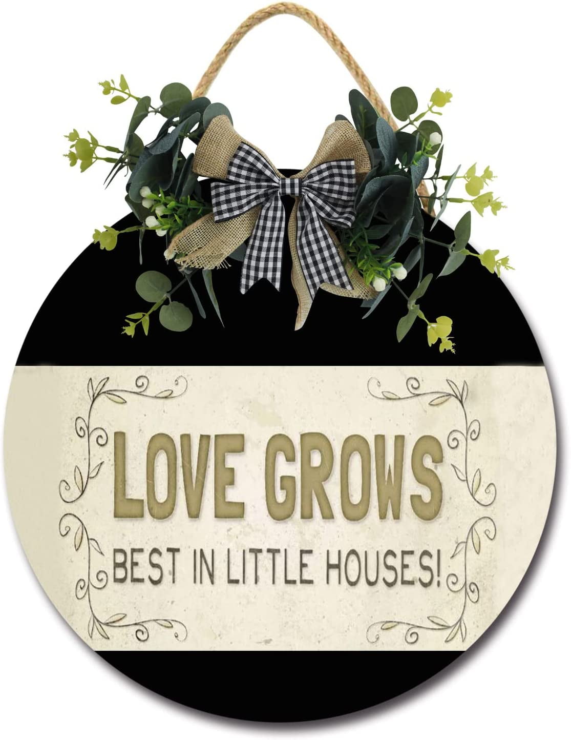Eveokoki 11" Rustic Wooden Love Grows Best In Little Houses Signs for ...