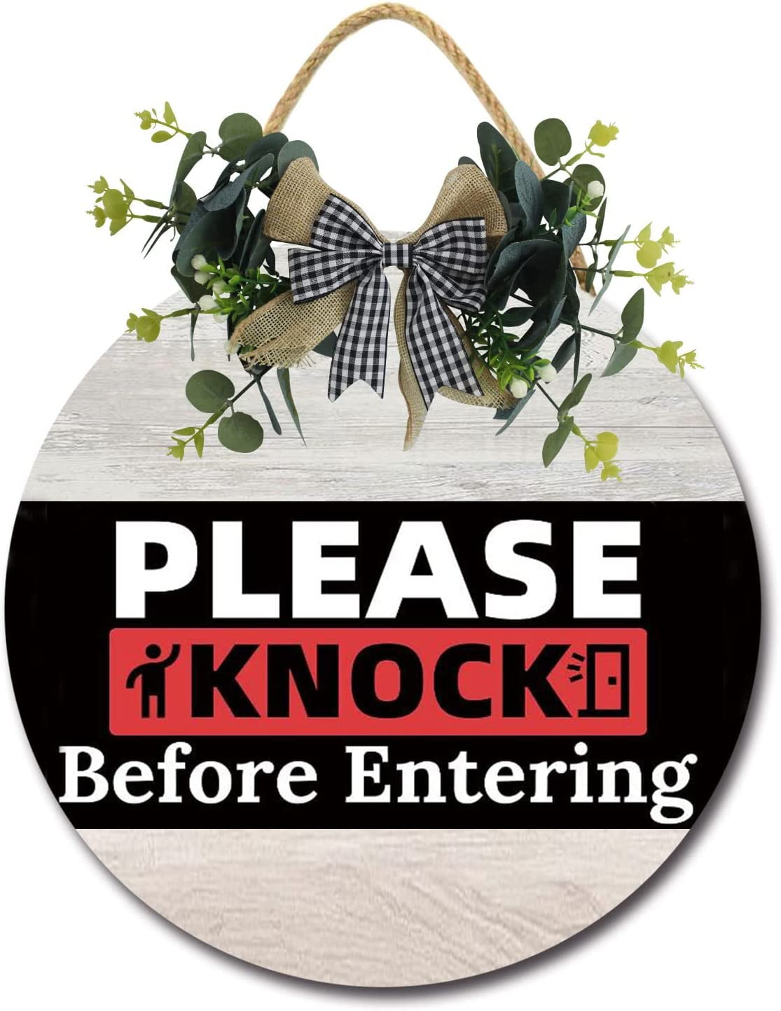 Eveokoki 11" Rustic Wooden Please Knock Before Entering Signs for Front ...