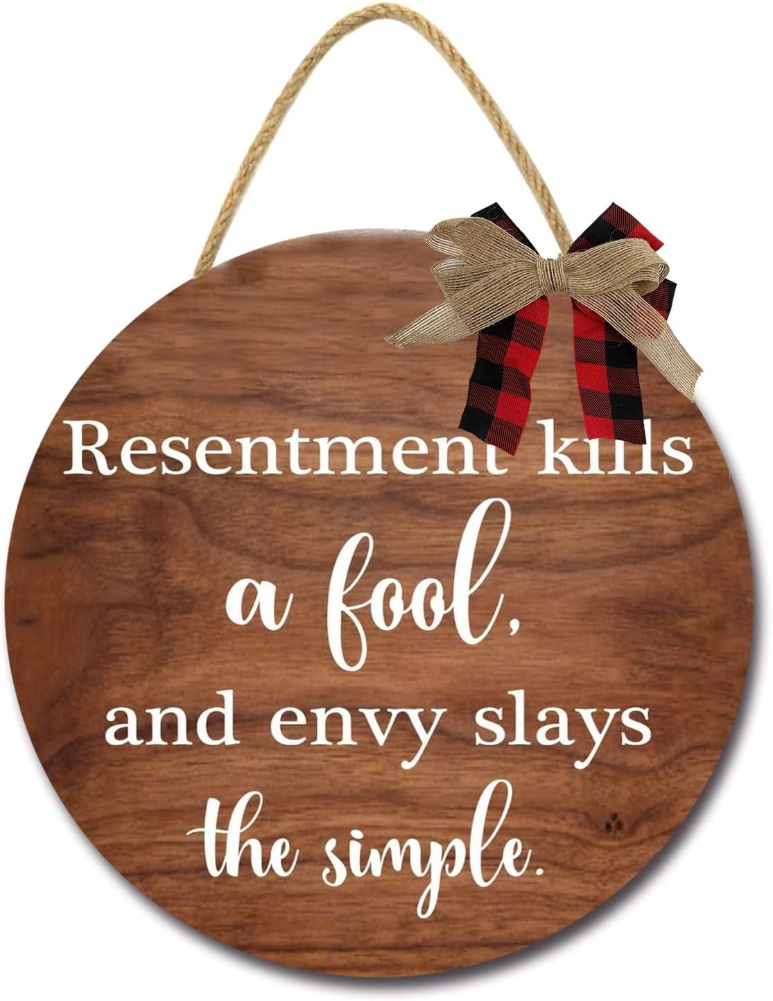 Eveokoki 11" Rustic Wooden Resentment Kills A Fool And Envy Slays The ...