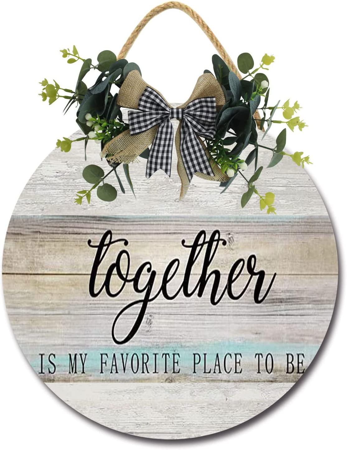 Eveokoki 11" Rustic Wooden Together Signs for Front Porch, Porch Decor ...