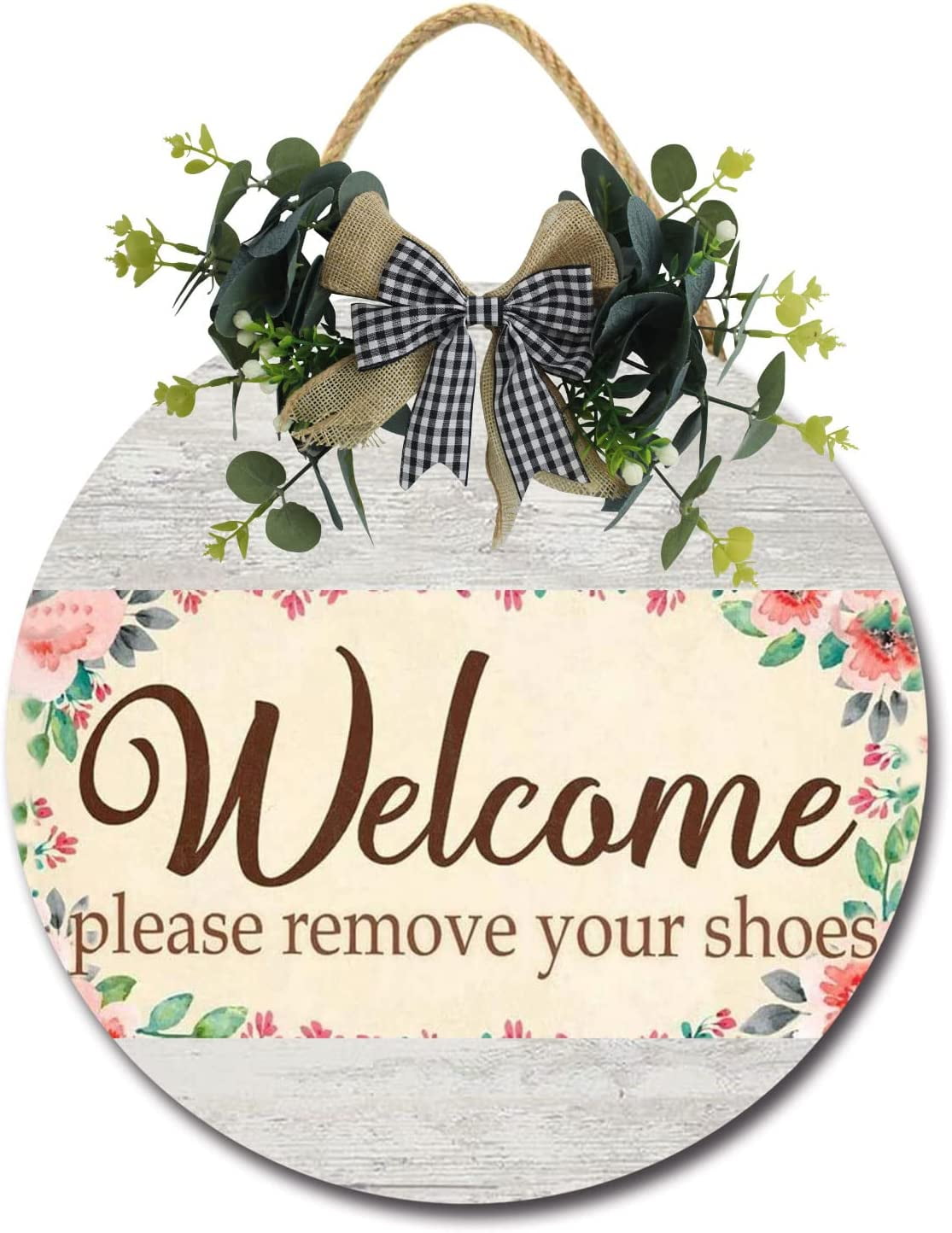 Eveokoki 11" Rustic Wooden Welcome Please Remove Your Shoes Signs for ...