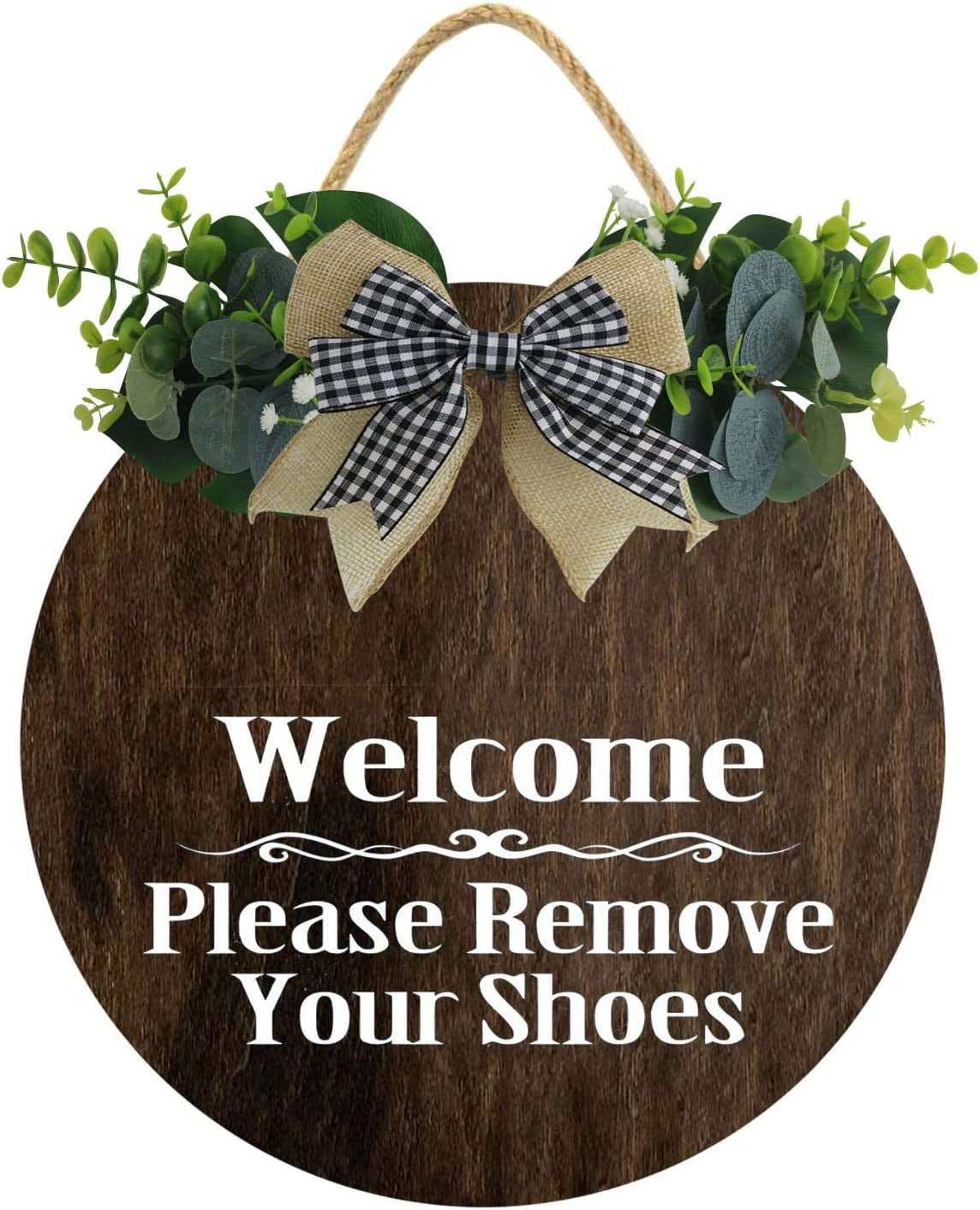 Eveokoki 11" Shoes Off Welcome Please Remove Your Shoes Wood Door Sign ...