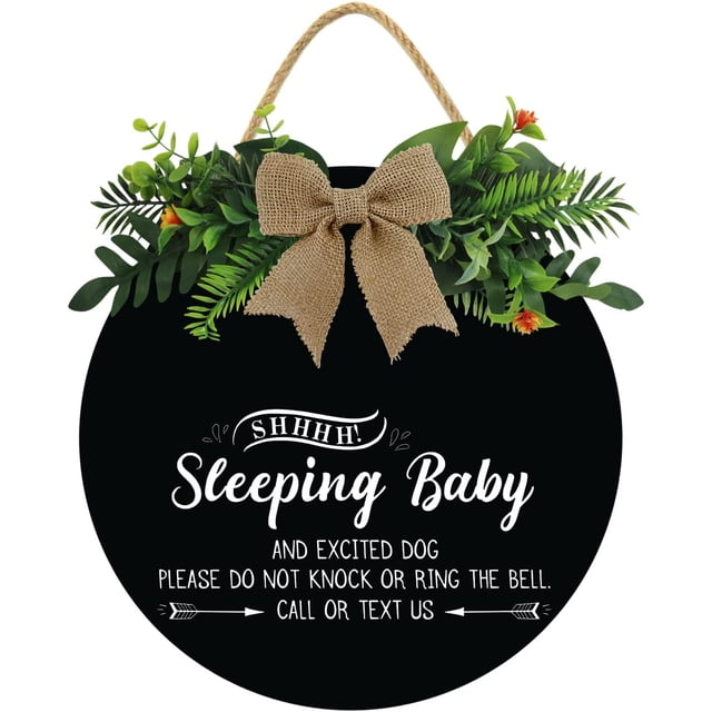 Eveokoki 11" Sleeping Baby Door Sign, Dont Ring Doorbell Sign Baby ...