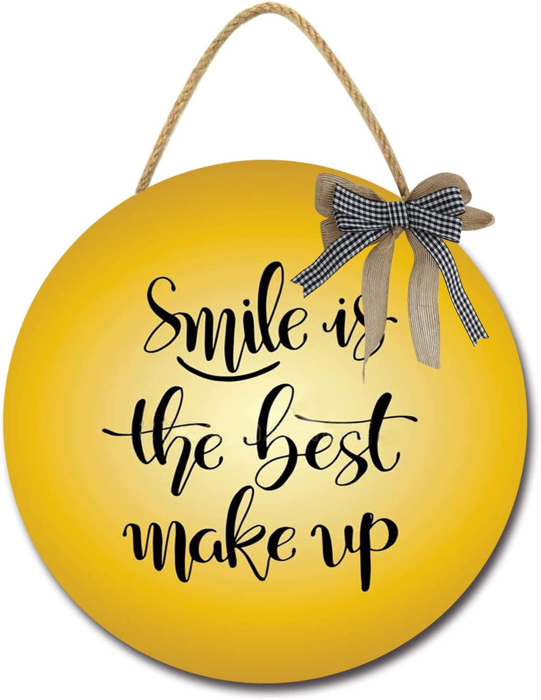 Eveokoki 11" Smile Is The Best Make Up Door Sign Plaque,Welcome Wall ...