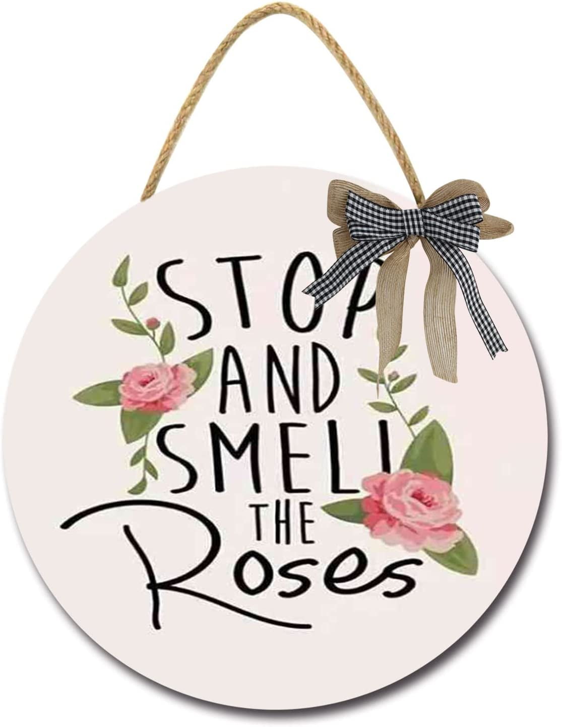 Eveokoki 11" Stop And Smell The Roses Door Sign Plaque,Welcome Wall ...