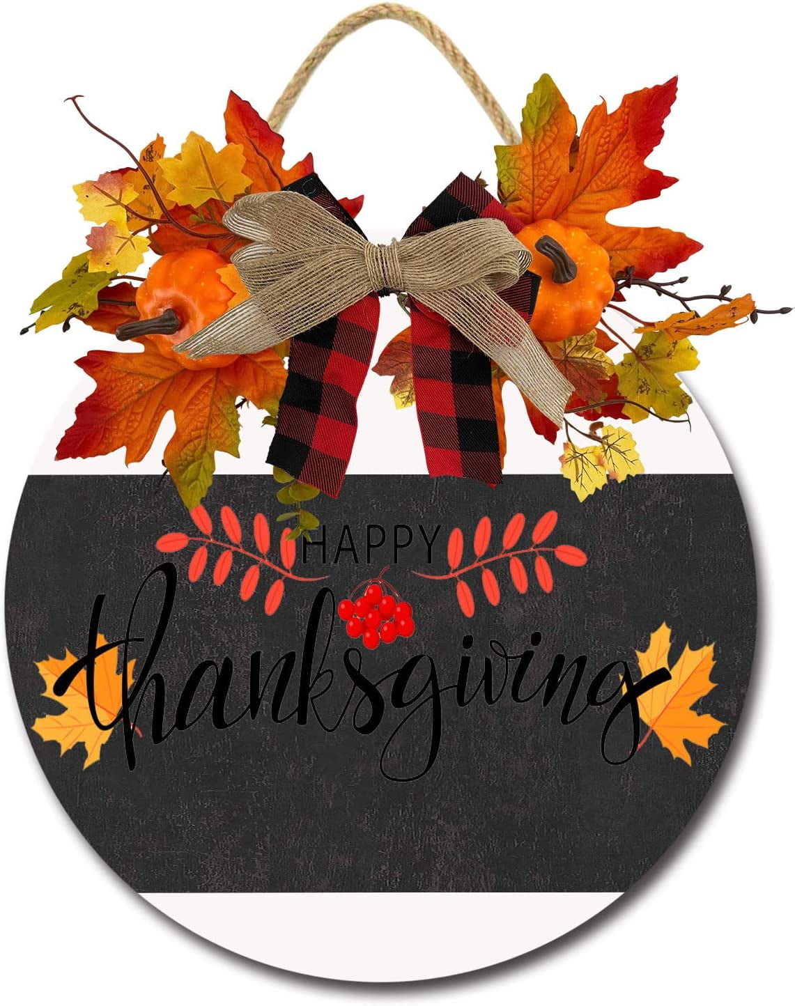 Eveokoki 11" Thanksgiving Wooden Hanging Plaque Sign Thanksgiving Door ...