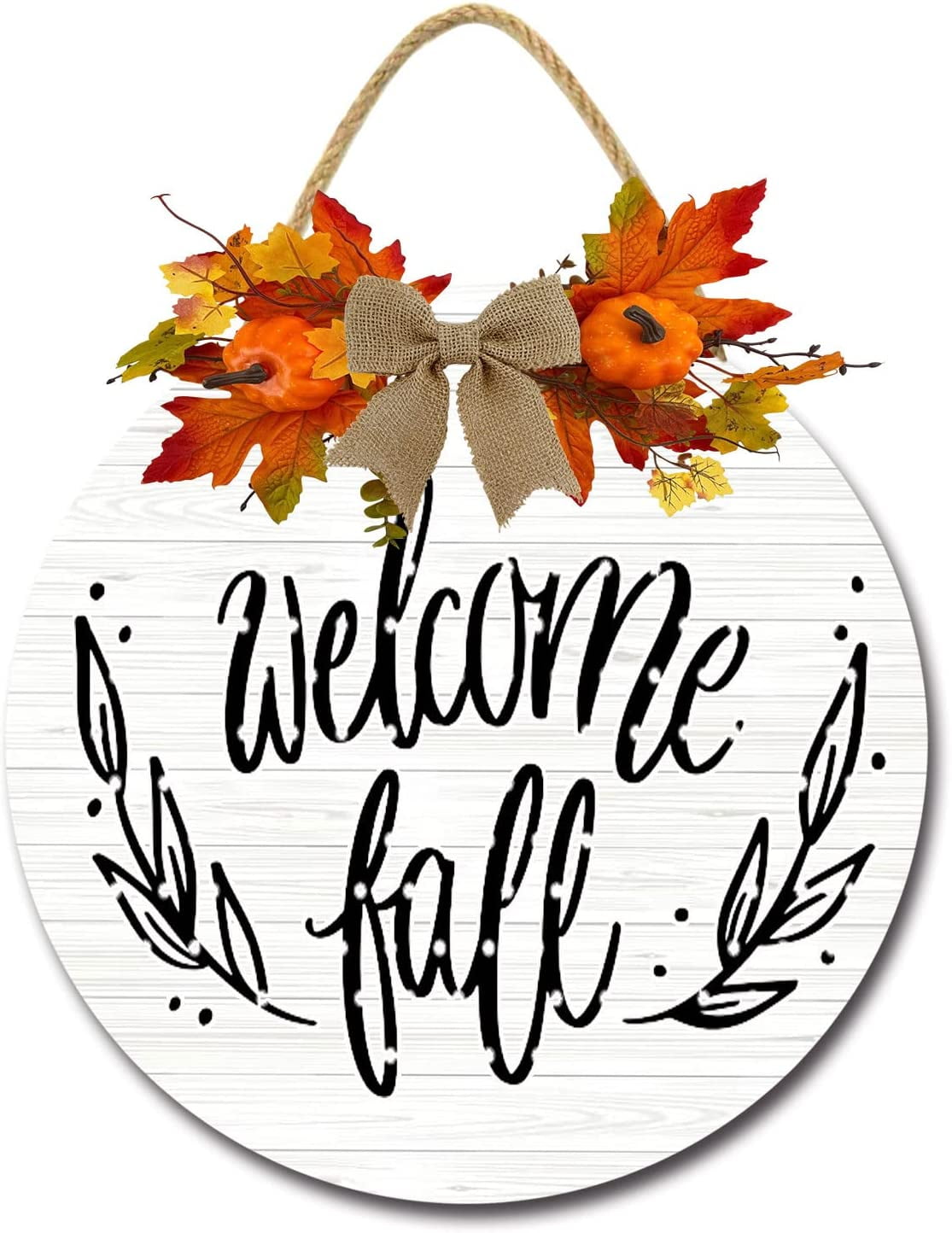 Eveokoki 11" Welcome Fall Front Door Sign Funny Wreaths Hanging Wooden ...