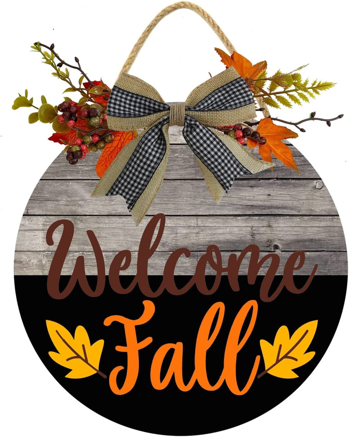 Eveokoki 11" Welcome Fall Sign Plaque Front Door Decoration Vintage ...