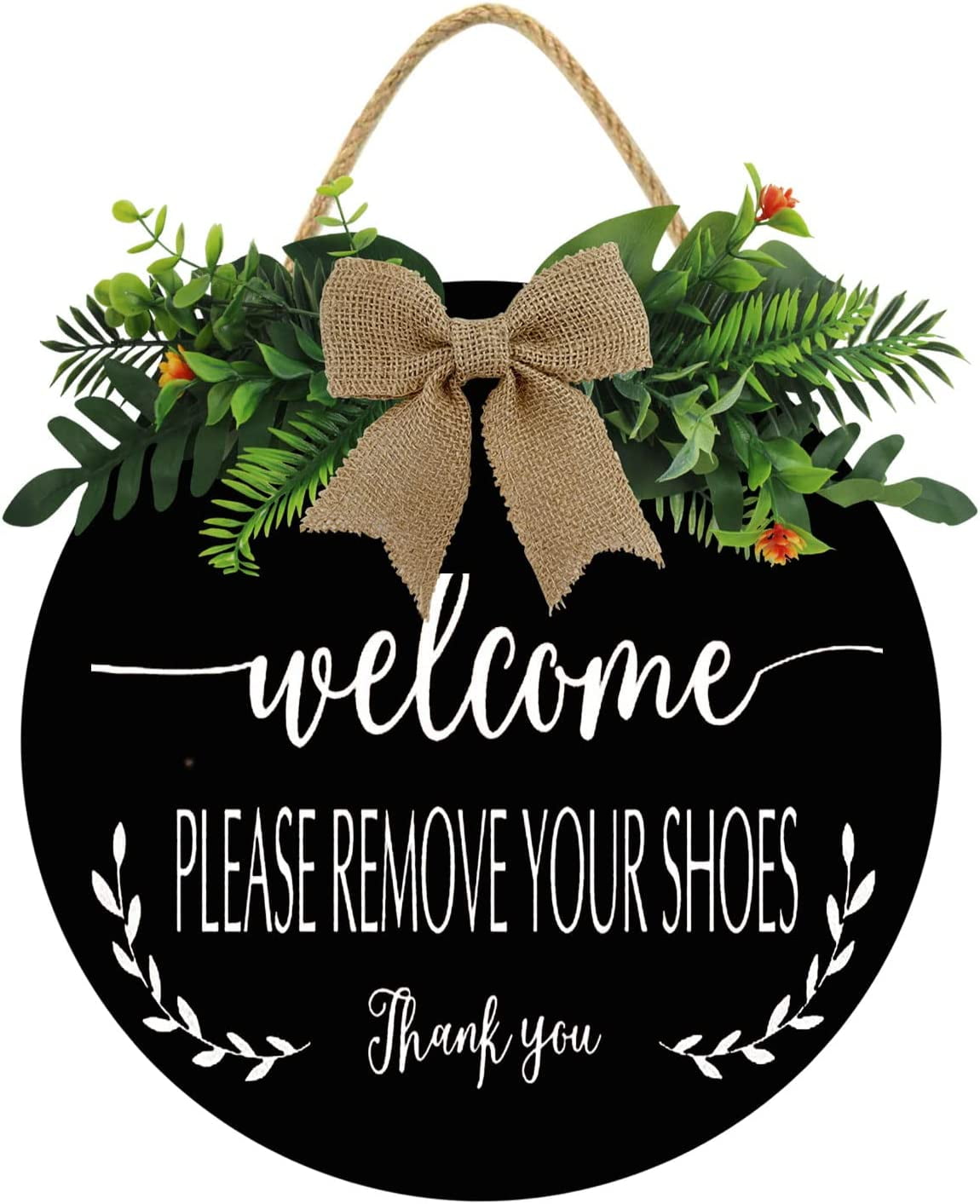 Eveokoki 11" Welcome Please Remove Your Shoes Wood Sign Plaque, Vintage ...