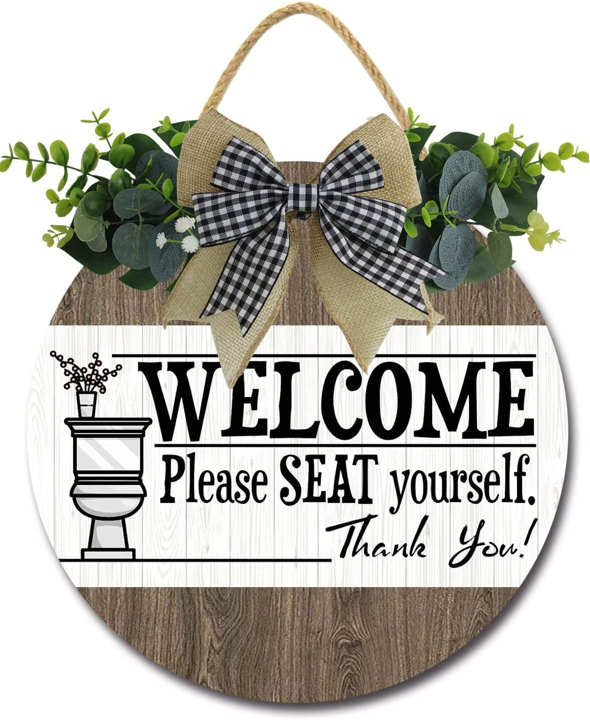 Eveokoki 11" Welcome Please Seat Yourself Thank You Restroom Signs for ...