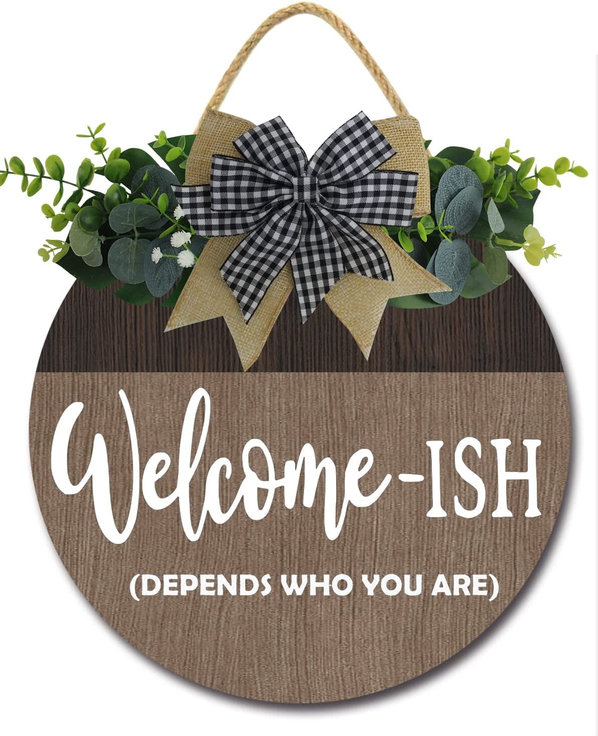 Eveokoki 11" Welcome Sign for Front Door Porch Standing Farmhouse,Round ...