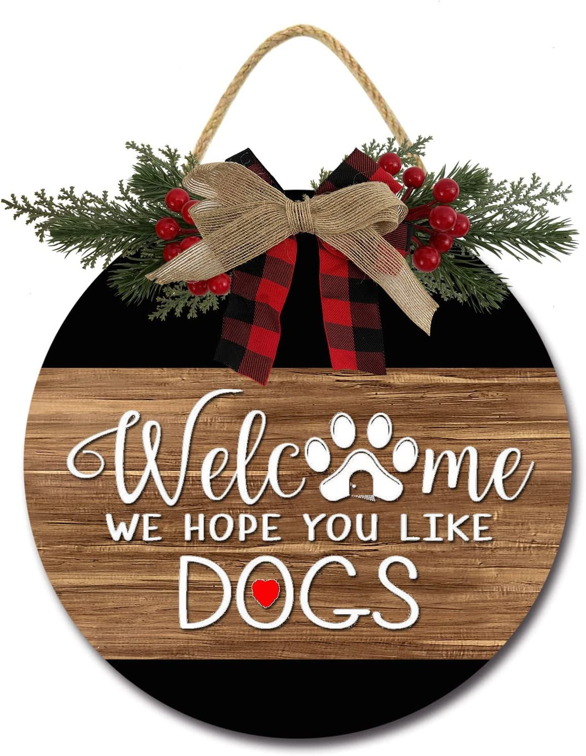 Eveokoki 11" Welcome Sign for Welcome We Hope You Like Dogs Sign Porch ...
