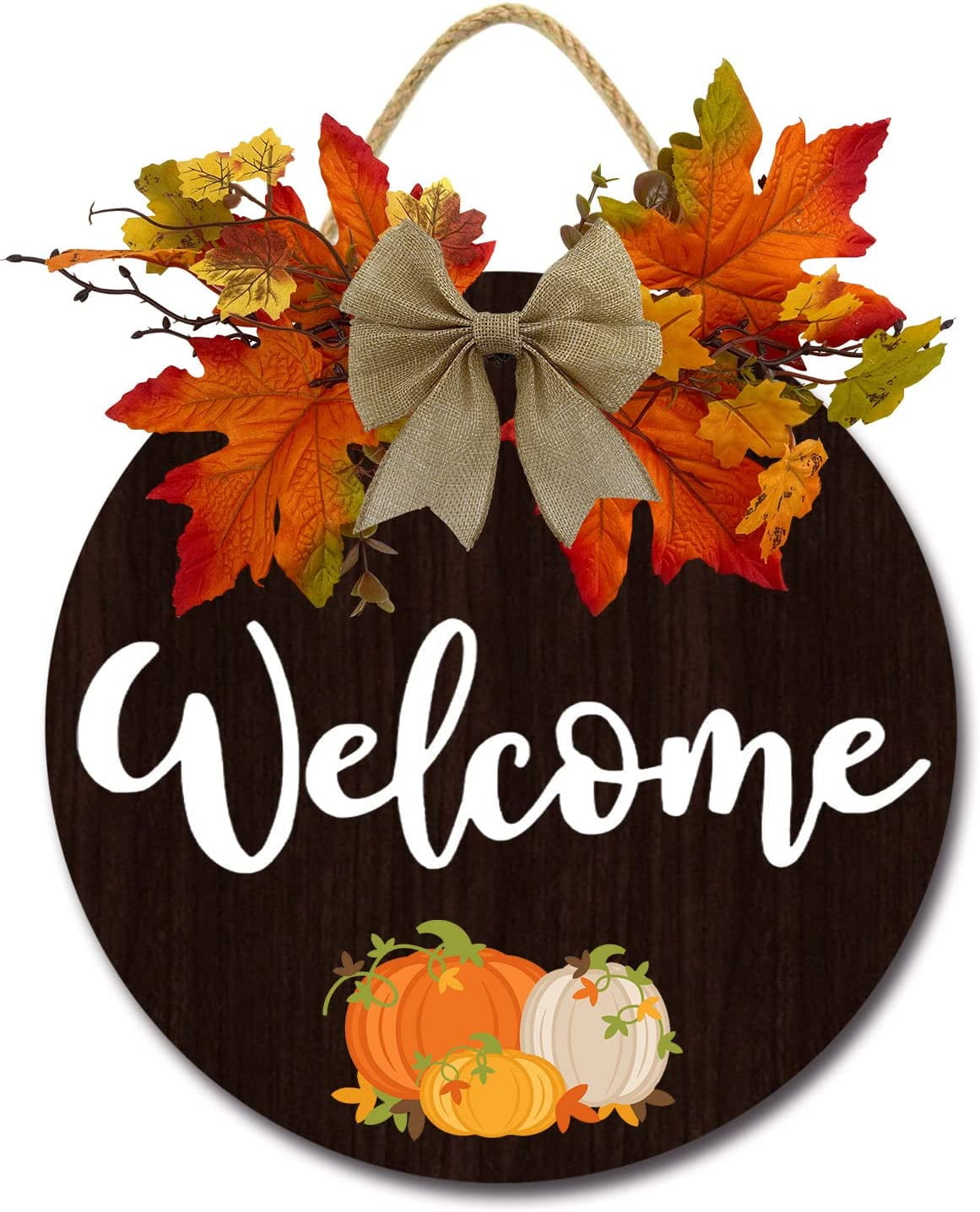 Eveokoki 11" Welcome Signs for Front Door Farmhouse Porch Rustic Round ...