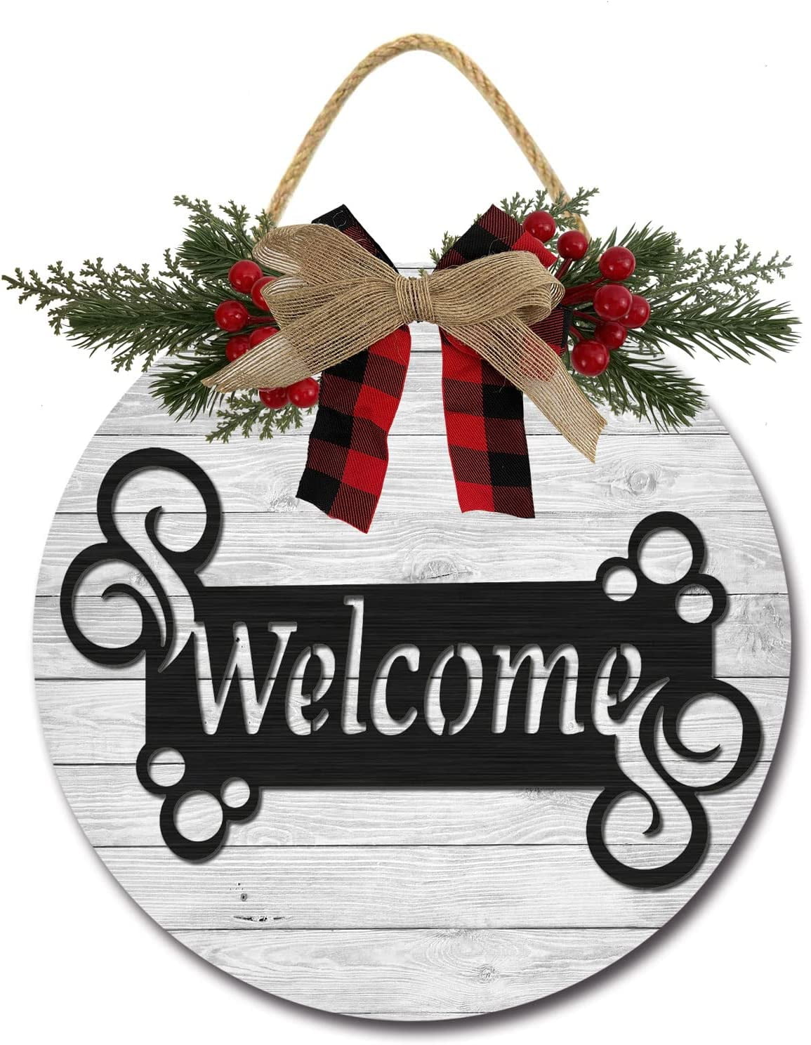 Eveokoki 11" Welcome Wreaths for Front Door,Farmhouse Welcome Wooden ...
