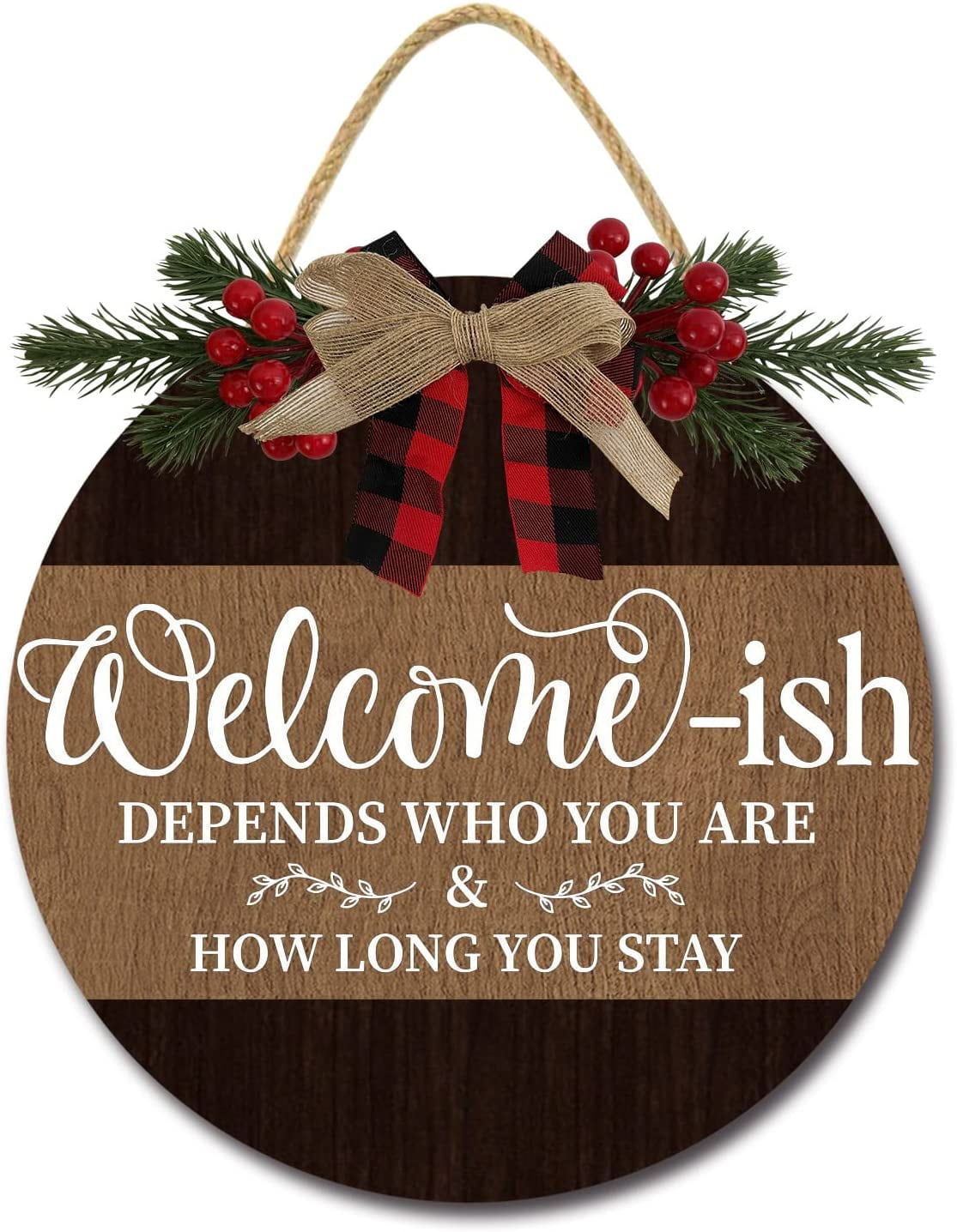 Eveokoki 11" Welcome-ish Sign for Front Door Farmhouse Porch ,Rustic ...