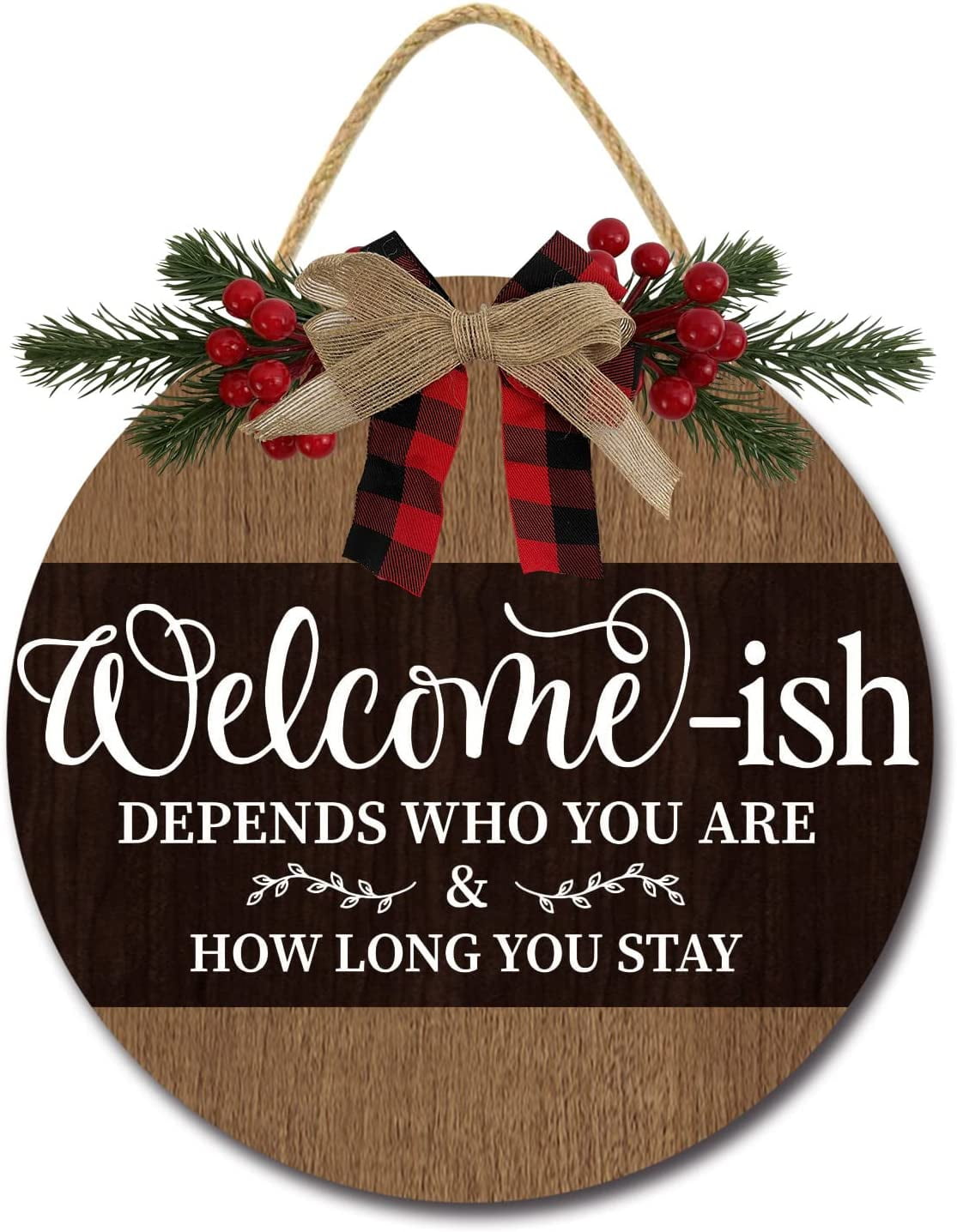 Eveokoki 11" Welcome-ish Sign for Front Door Farmhouse Porch ,Rustic ...