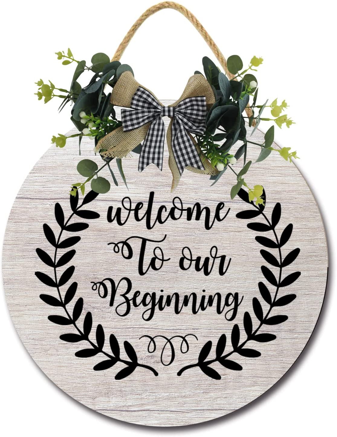 Eveokoki 11" Wood Plaque Welcome to Our Beginning Sign Rustic Welcome ...