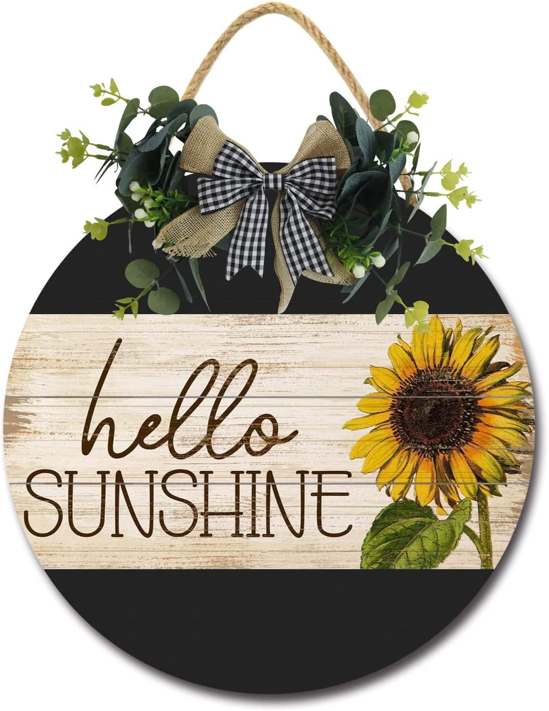 Eveokoki 11" Wooden Sign Hello Sunshine Front Door,Mall Decor for ...