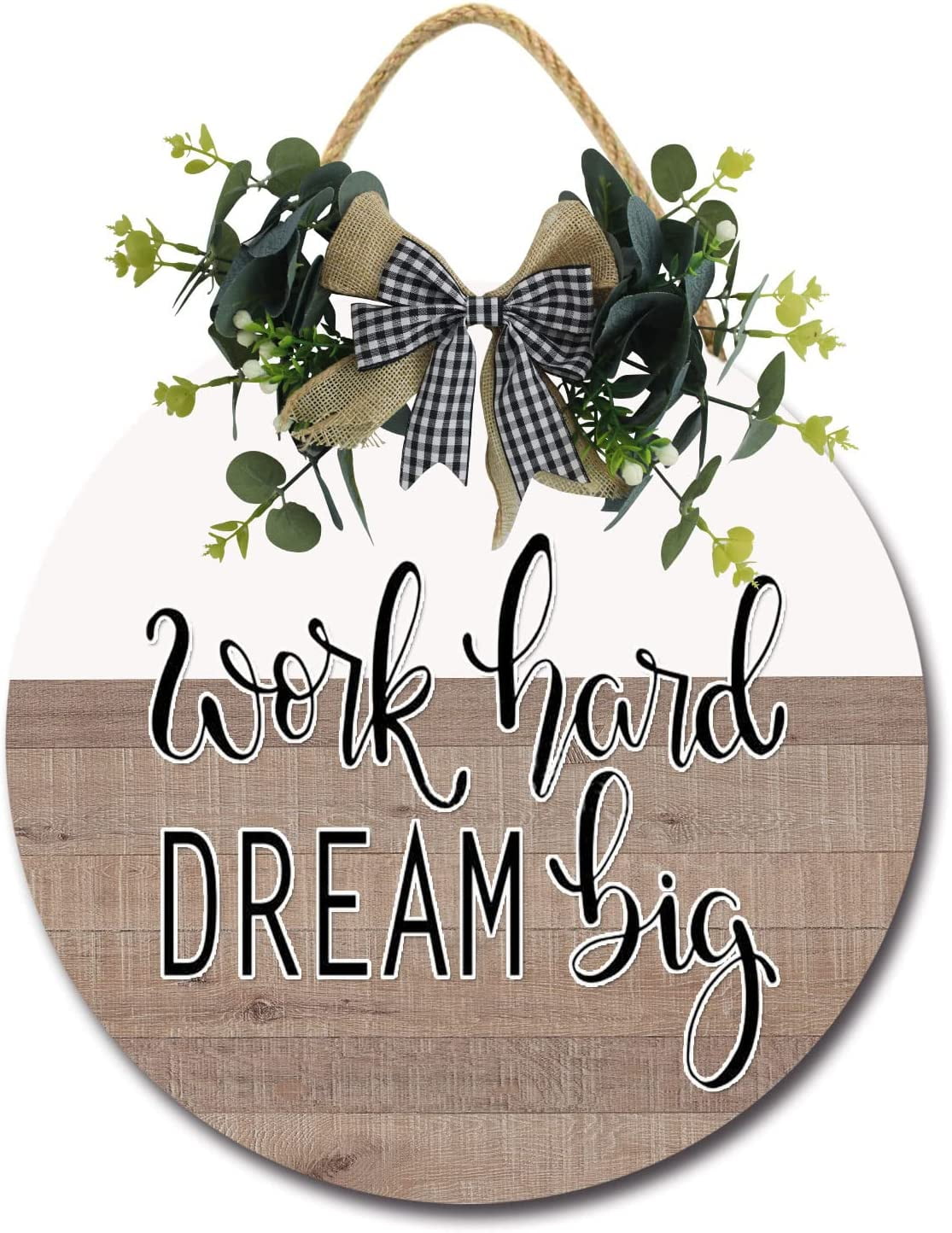 Eveokoki 11" Work Hard Dream Big Door Sign Plaque,Welcome Wall Hanging ...