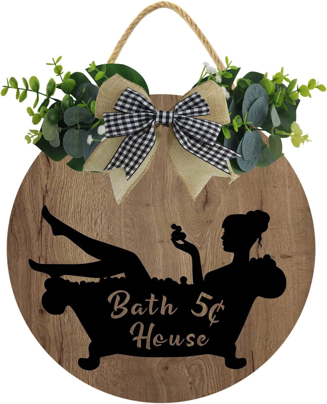 Eveokoki 12" Bath House 5 Cent Sign, Bath Sign,Bathroom Wall Decoration ...
