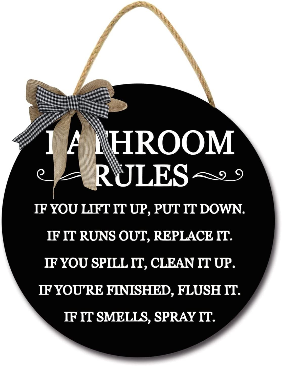 Eveokoki 12" Bathroom Door Sign,Farmhouse Bathroom Signs,Bathroom Rules ...