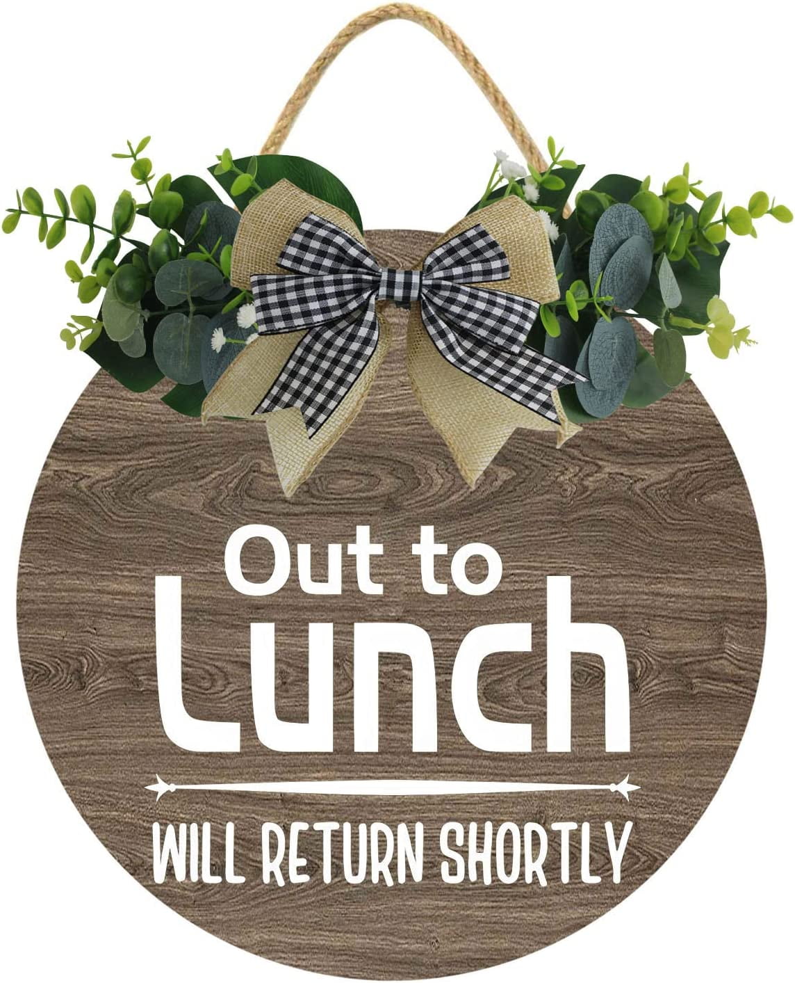 Eveokoki 12" Be Back Sign, Out To Lunch Will Return Shortly Wood Door ...