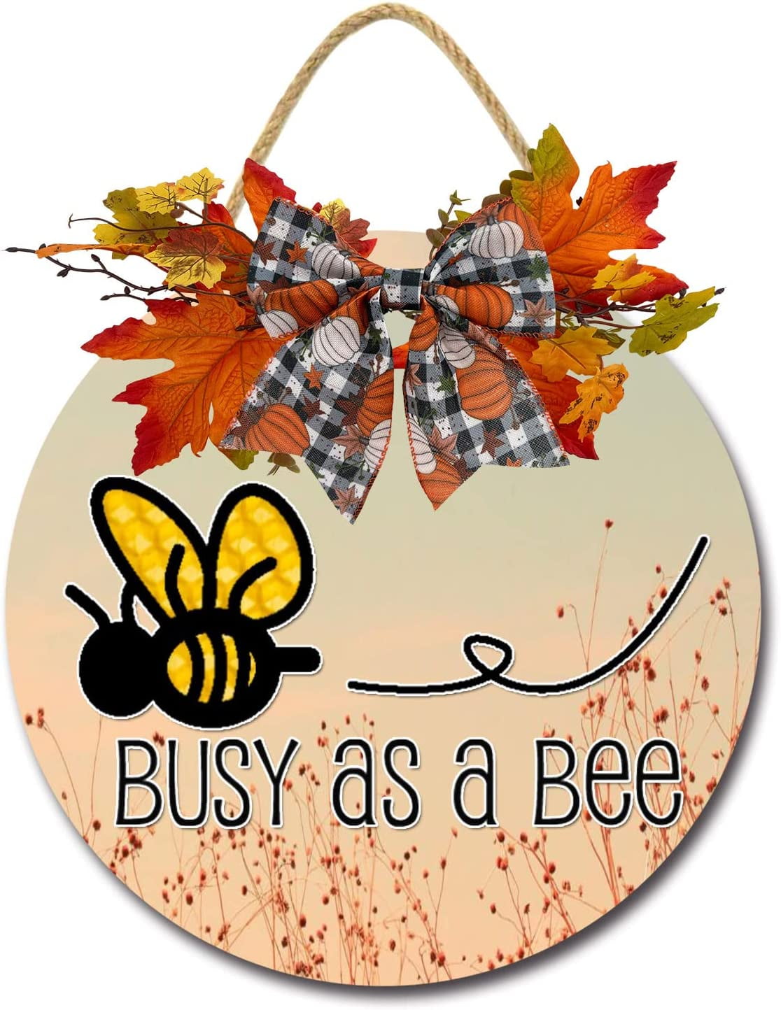 Eveokoki 12" Busy As Can Bee Wreaths Decor Sign Front Door, Home Decor ...