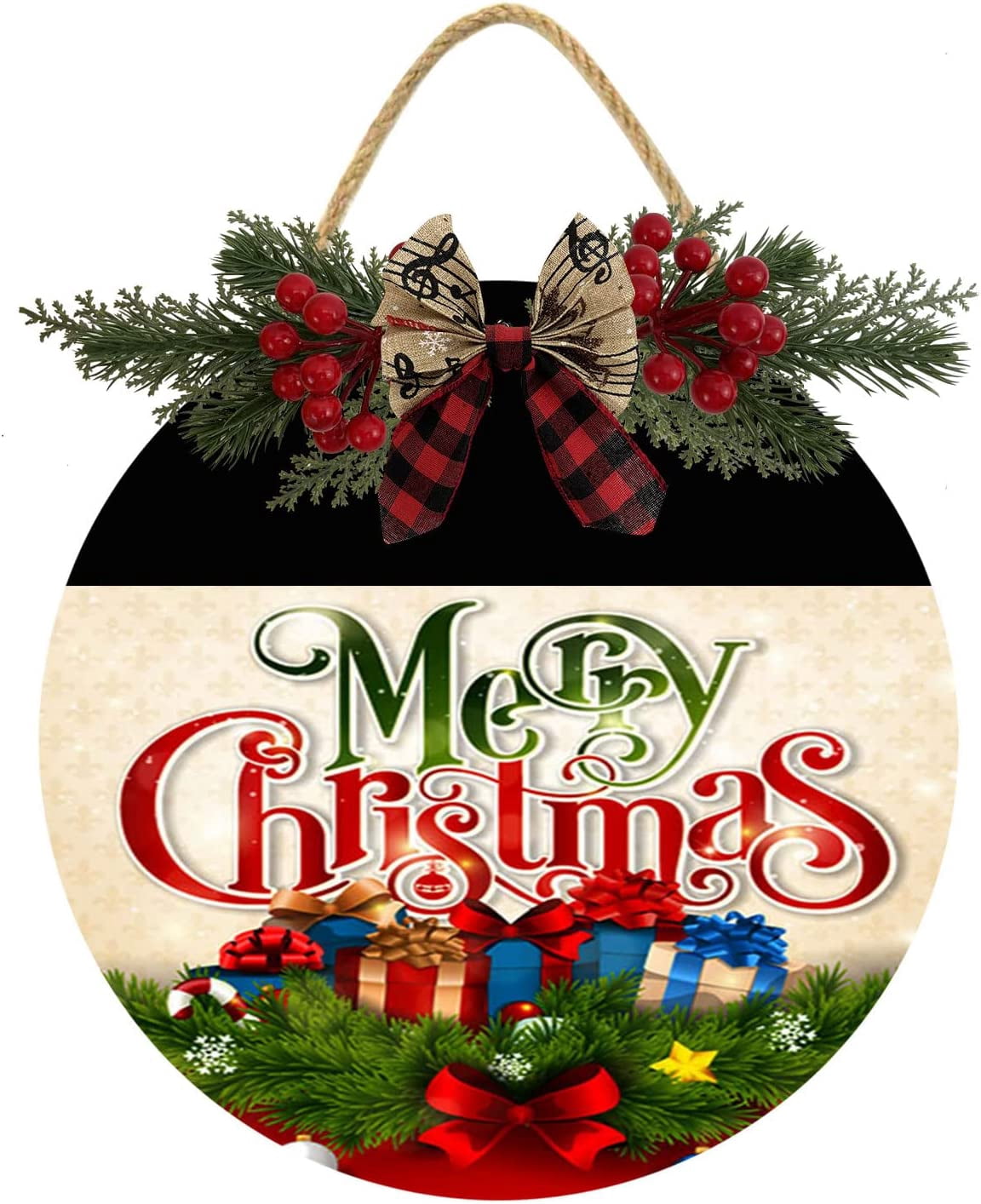 Eveokoki 12" Christmas Welcome Sign for Front Door Christmas Hanging ...