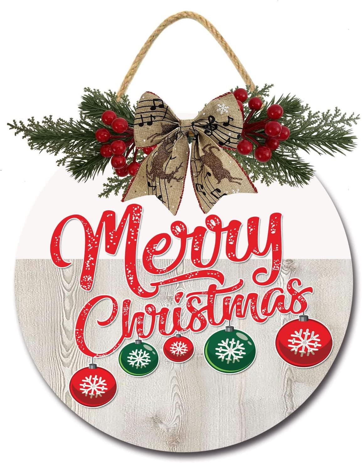 Eveokoki 12" Christmas Wreath Decorations Christmas Hanging Welcome ...